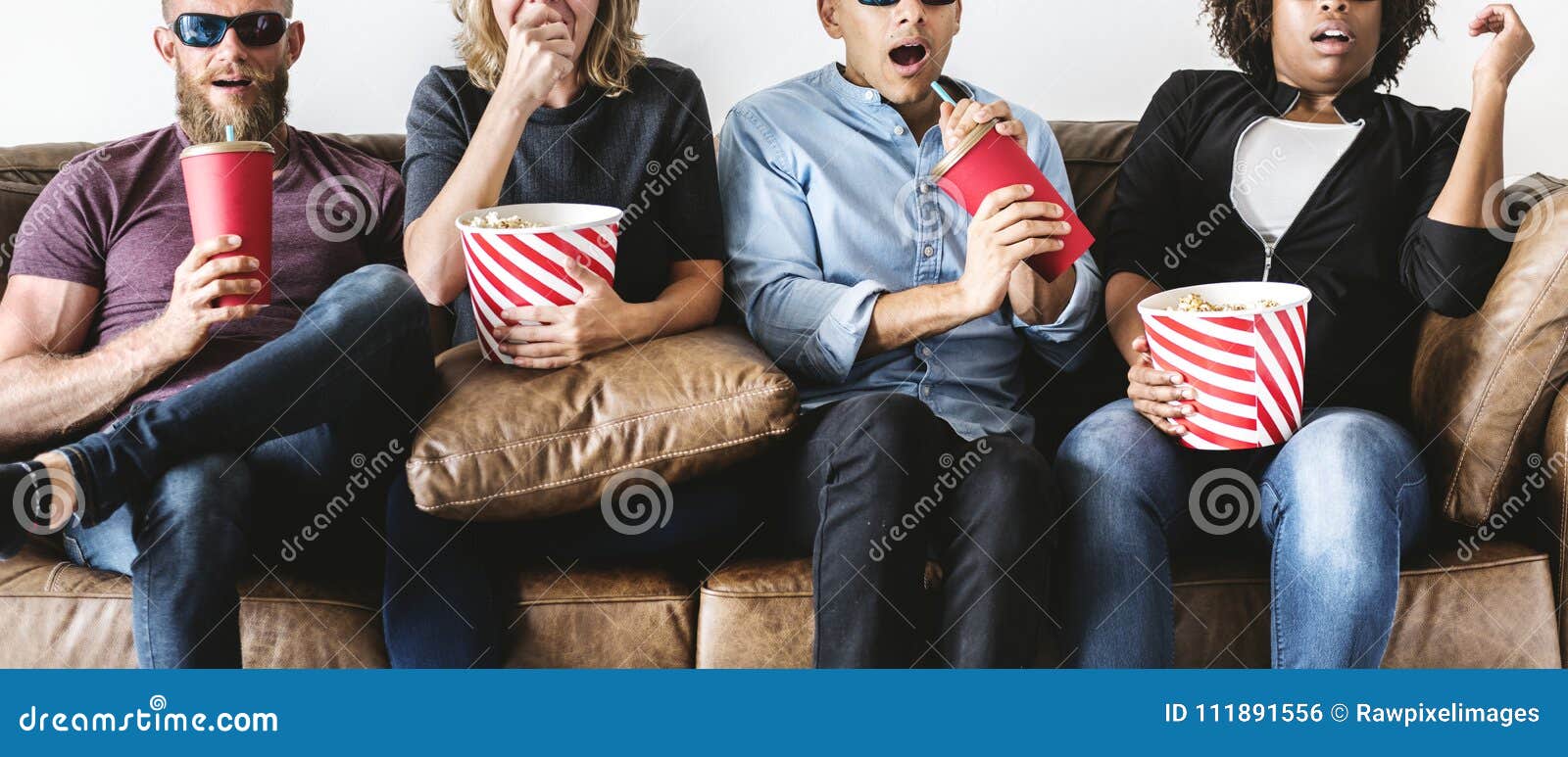 Group of Friends Watching Movie Stock Photo - Image of descent, group ...