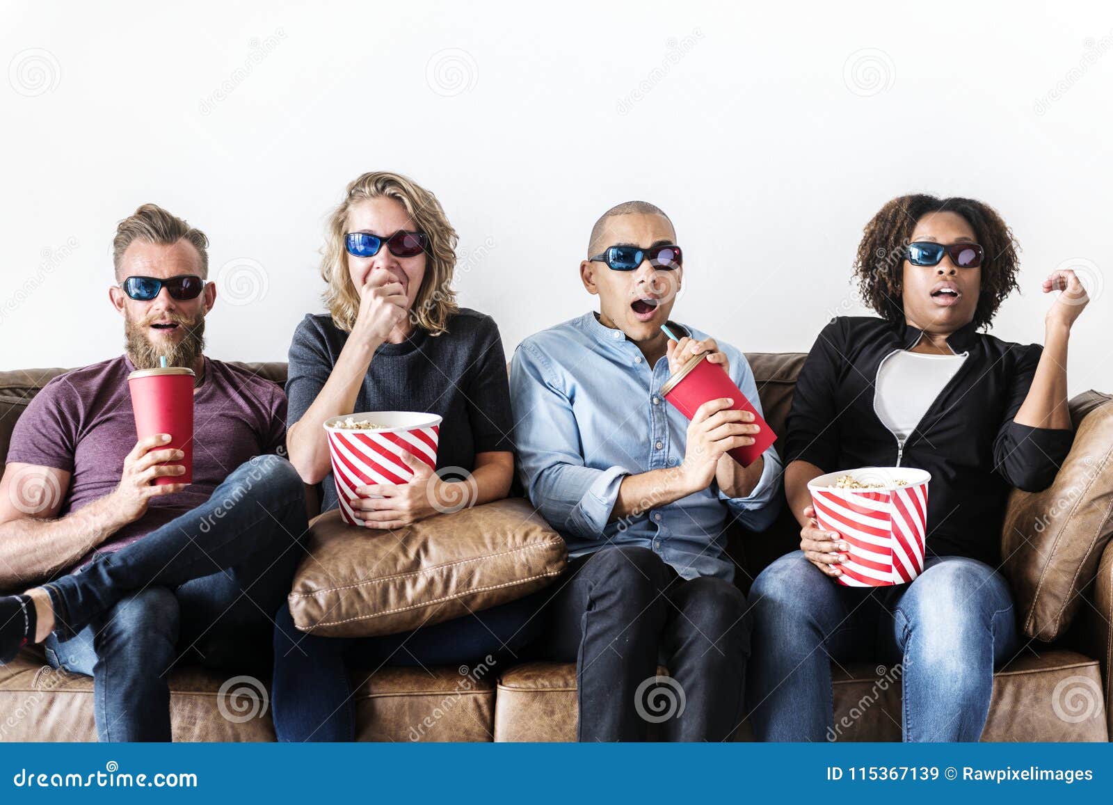 Group of Friends Watching a Movie Stock Image - Image of descent, film ...