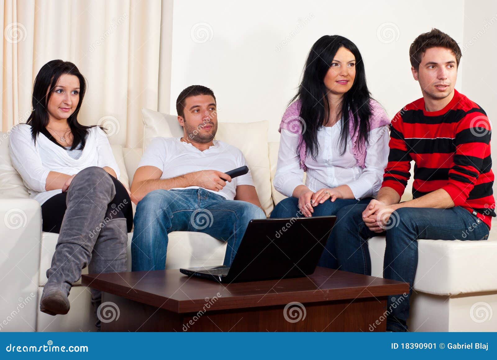 Group of Friends Watching Tv Stock Image - Image of friends, living ...