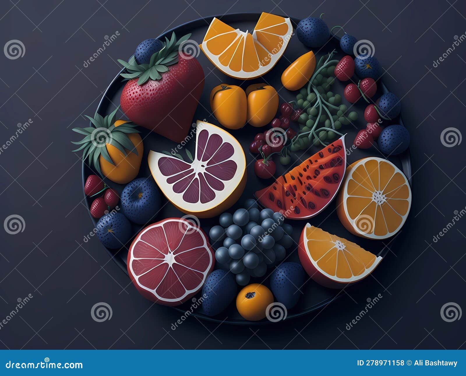 A Group of Fruit with Different Colors on the Table Stock Illustration ...