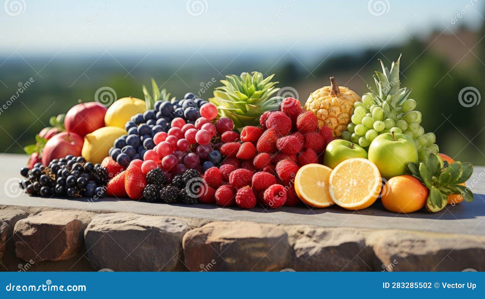 A Group of Fruit Next To Each Other. Generative AI. Stock Illustration ...