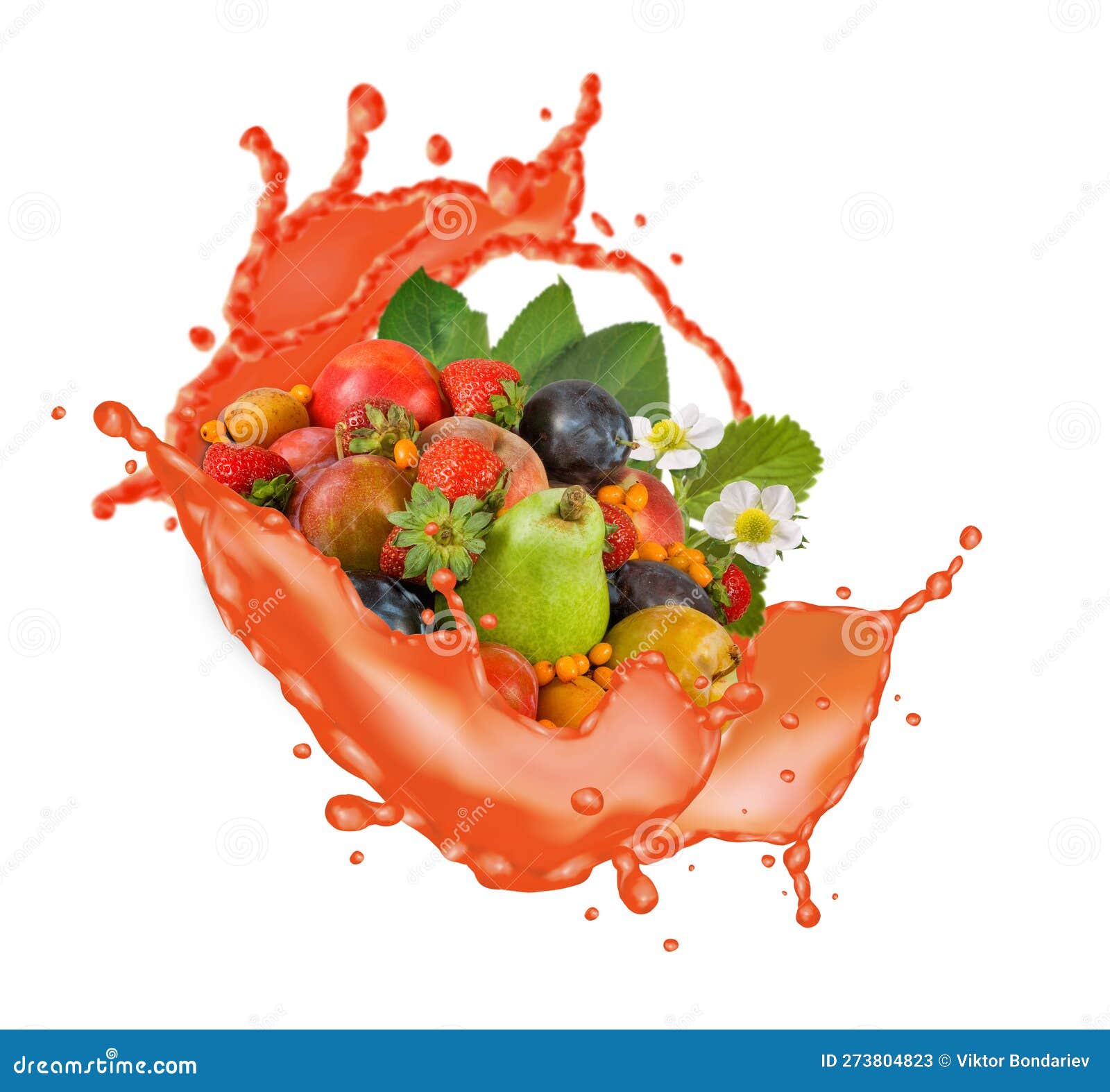 Group of Fruits Surrounded by a Splash of Fruit Juice Stock Image ...