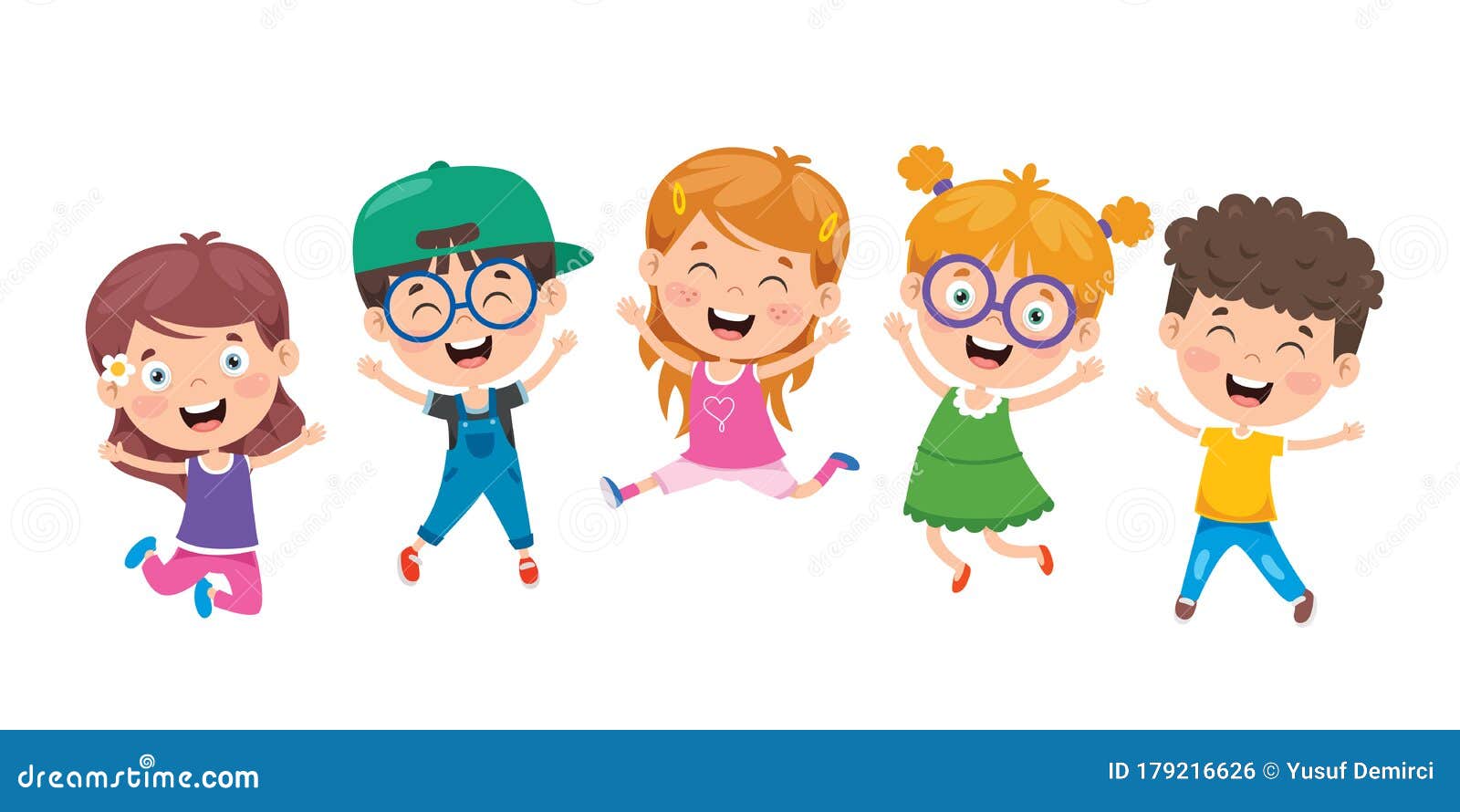 Group of Funny Children Jumping Stock Vector - Illustration of ...