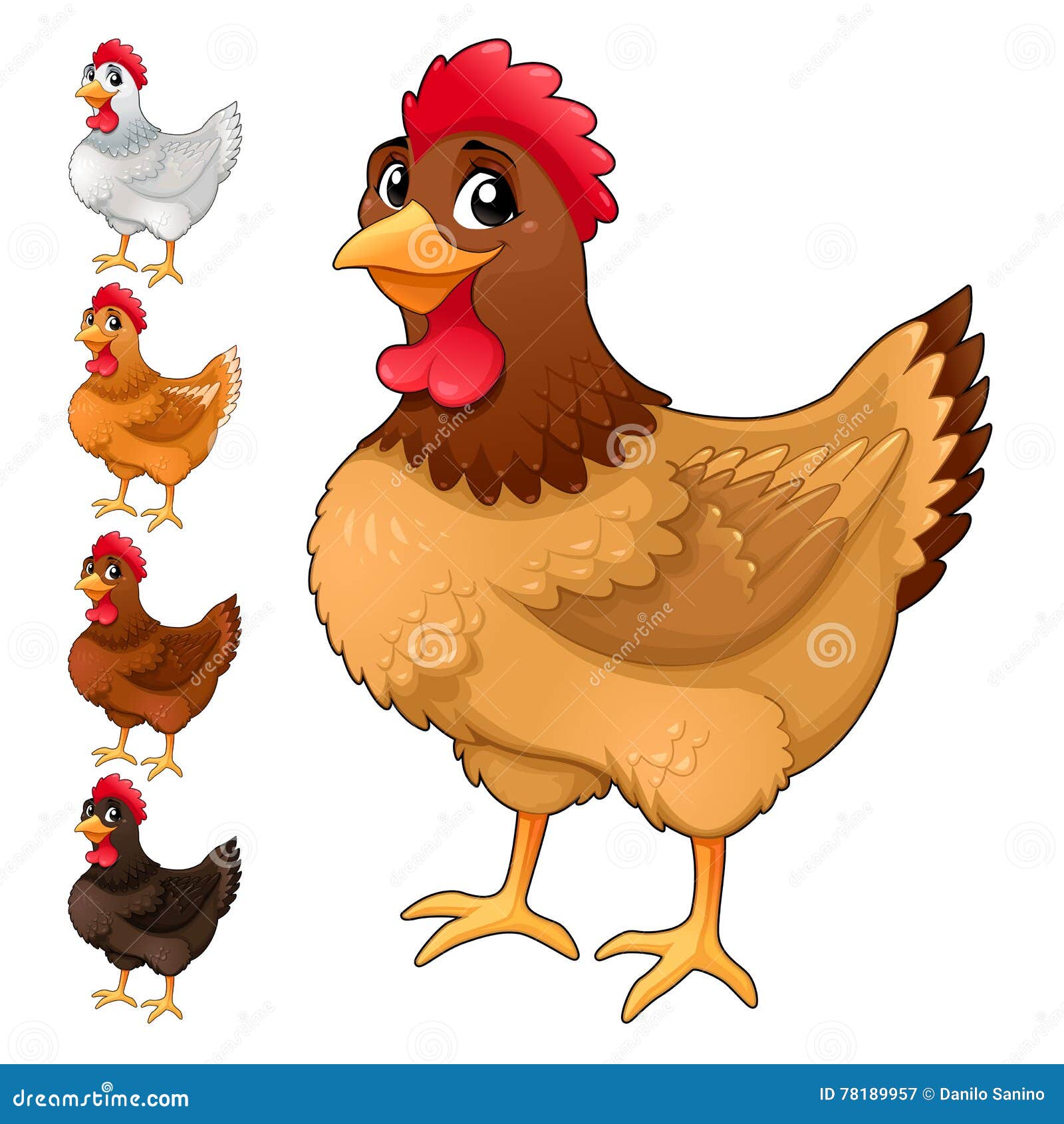 Group of Funny Hens in Different Colors Stock Vector - Illustration of ...