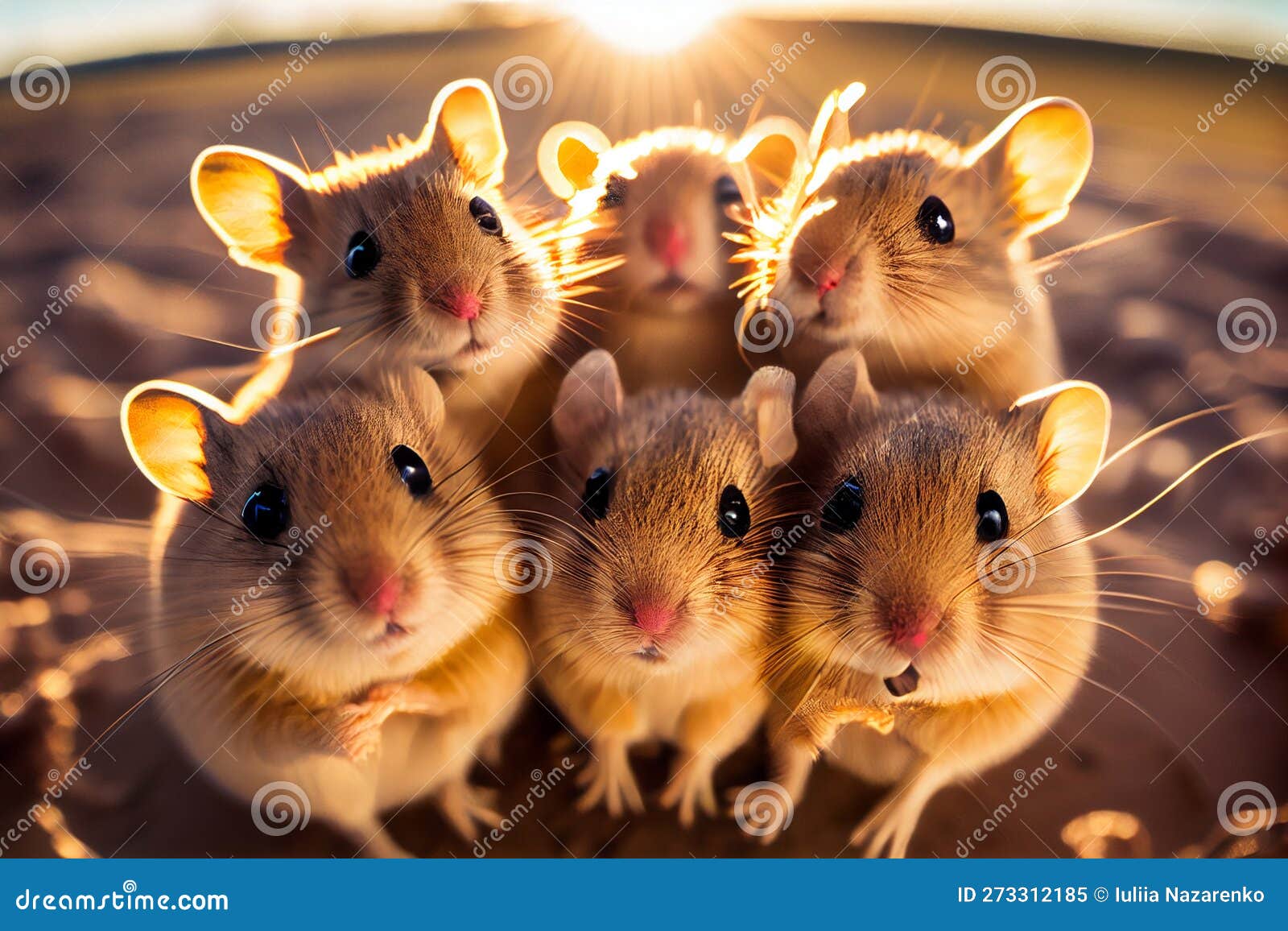 A Group of Funny Mice Take a Selfie. AI Generated Stock Illustration ...