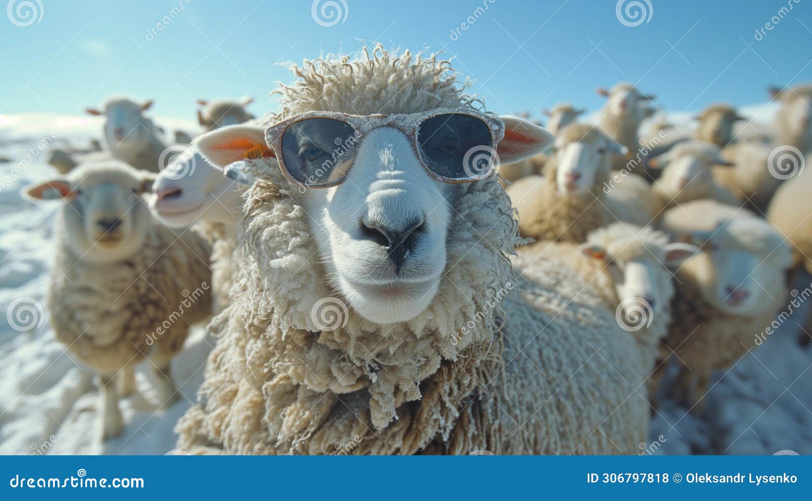 Group of funny sheep stock illustration. Illustration of happy - 306797818