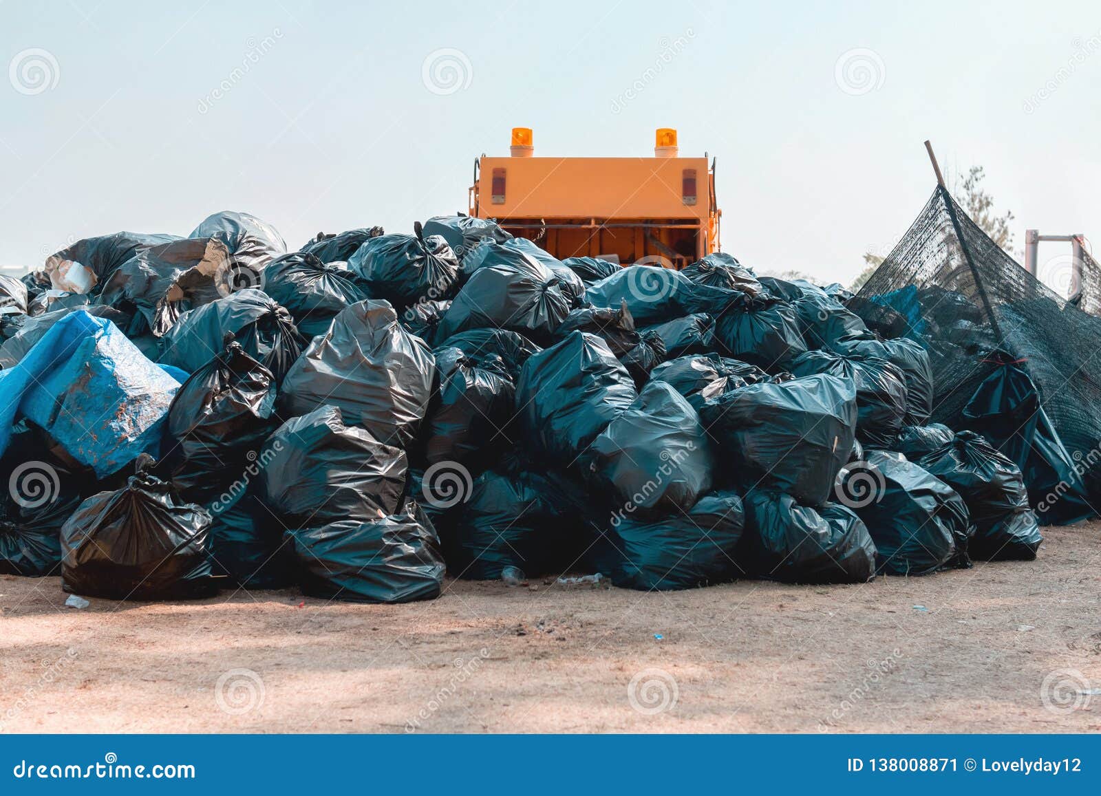 Group of Garbage Bag Stack in Park Stock Image - Image of outside ...