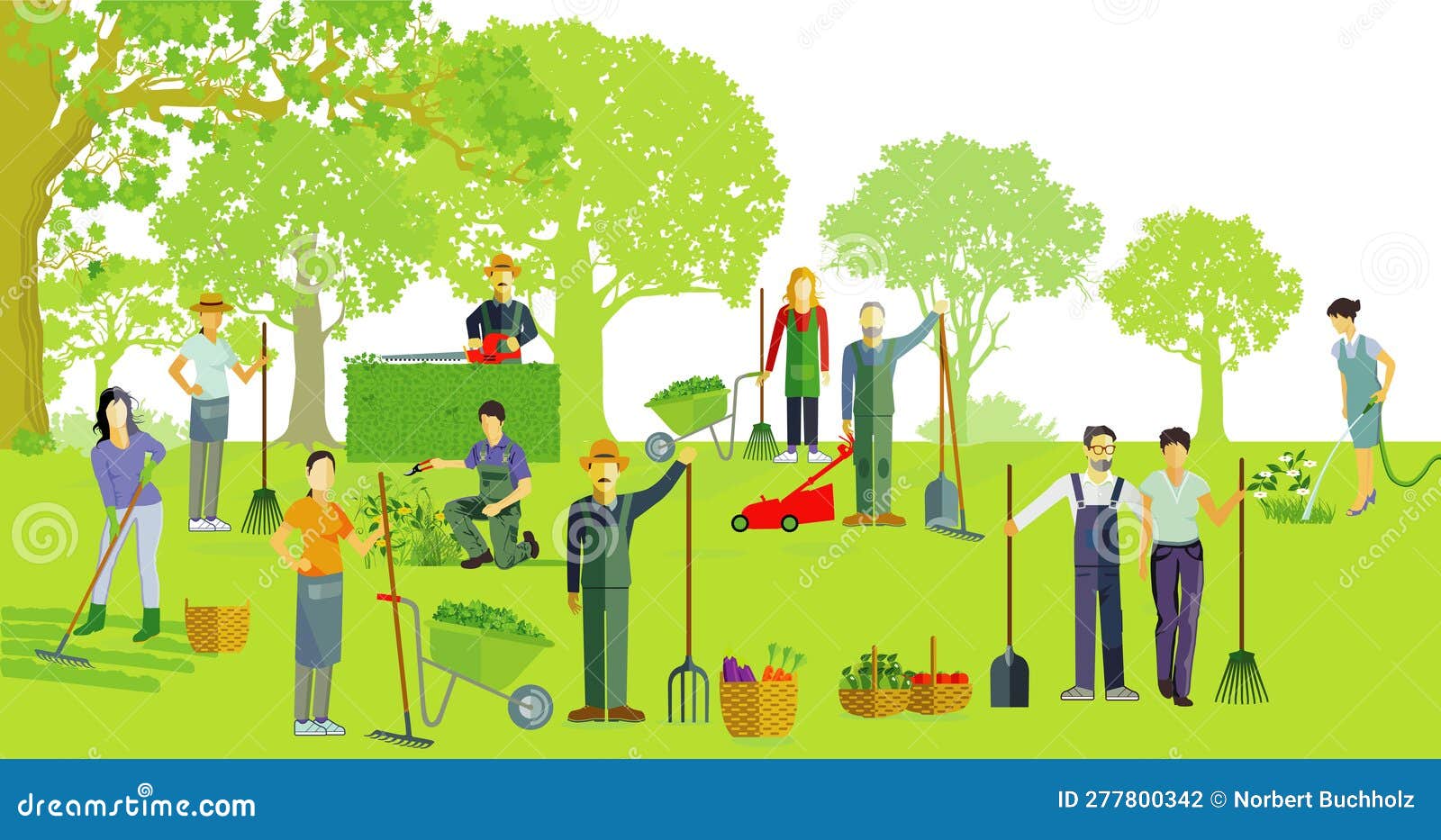 Group Gardening, Gardening Together Illustration Stock Illustration ...