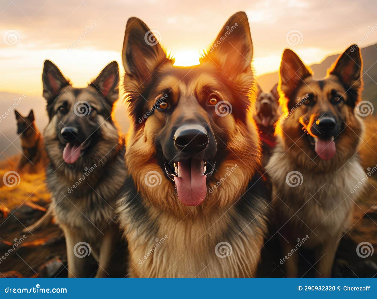 A Group of German Shepherds Stock Photo - Image of puppy, animal: 290932320