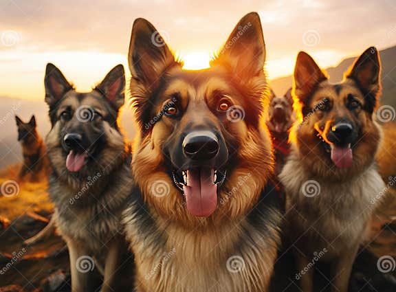 A Group of German Shepherds Stock Photo - Image of puppy, animal: 290932320