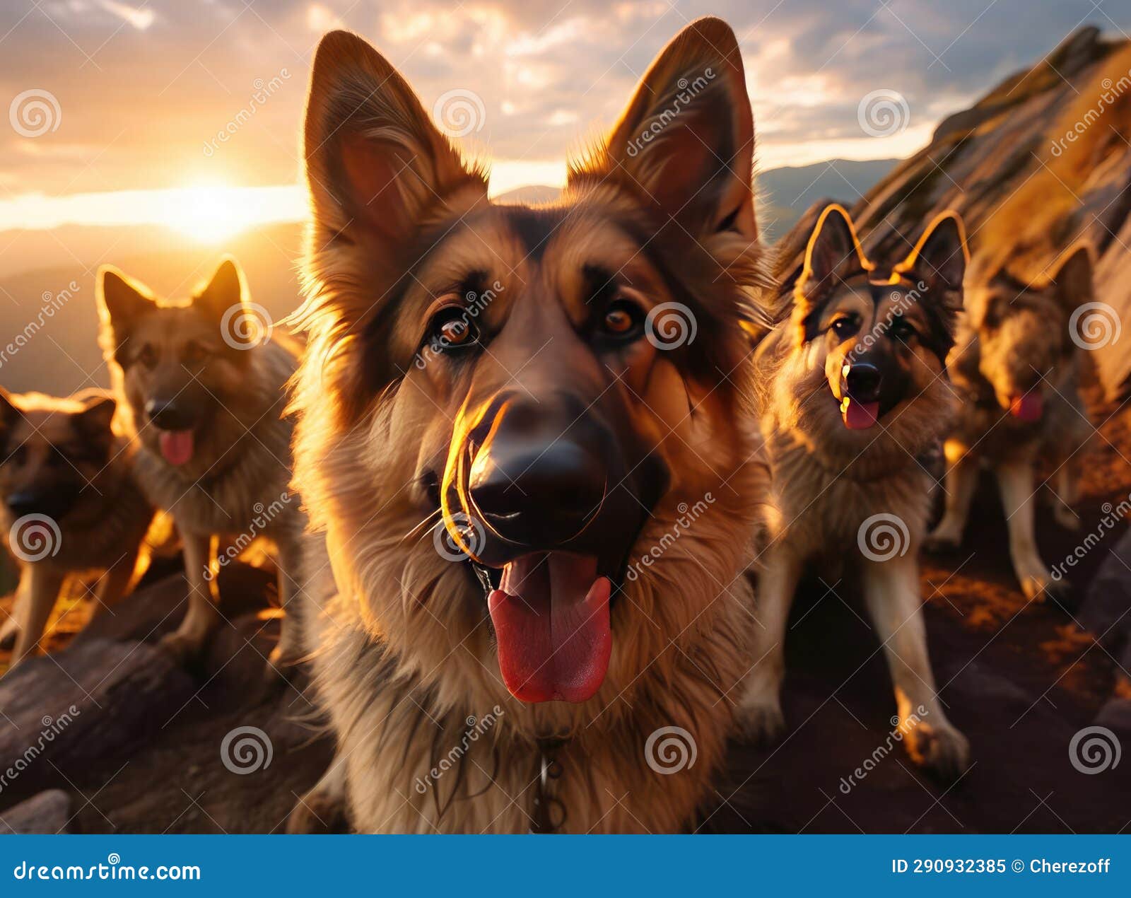 A Group of German Shepherds Stock Image - Image of german, mammal ...