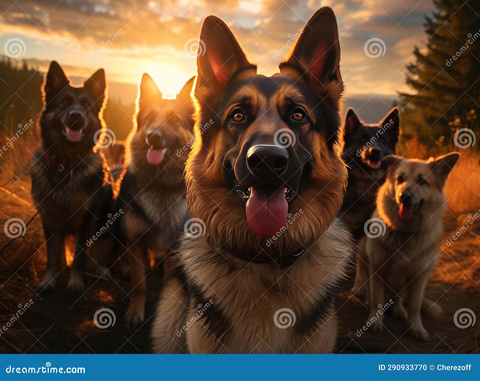 A Group of German Shepherds Stock Photo - Image of shepherd, friendship ...
