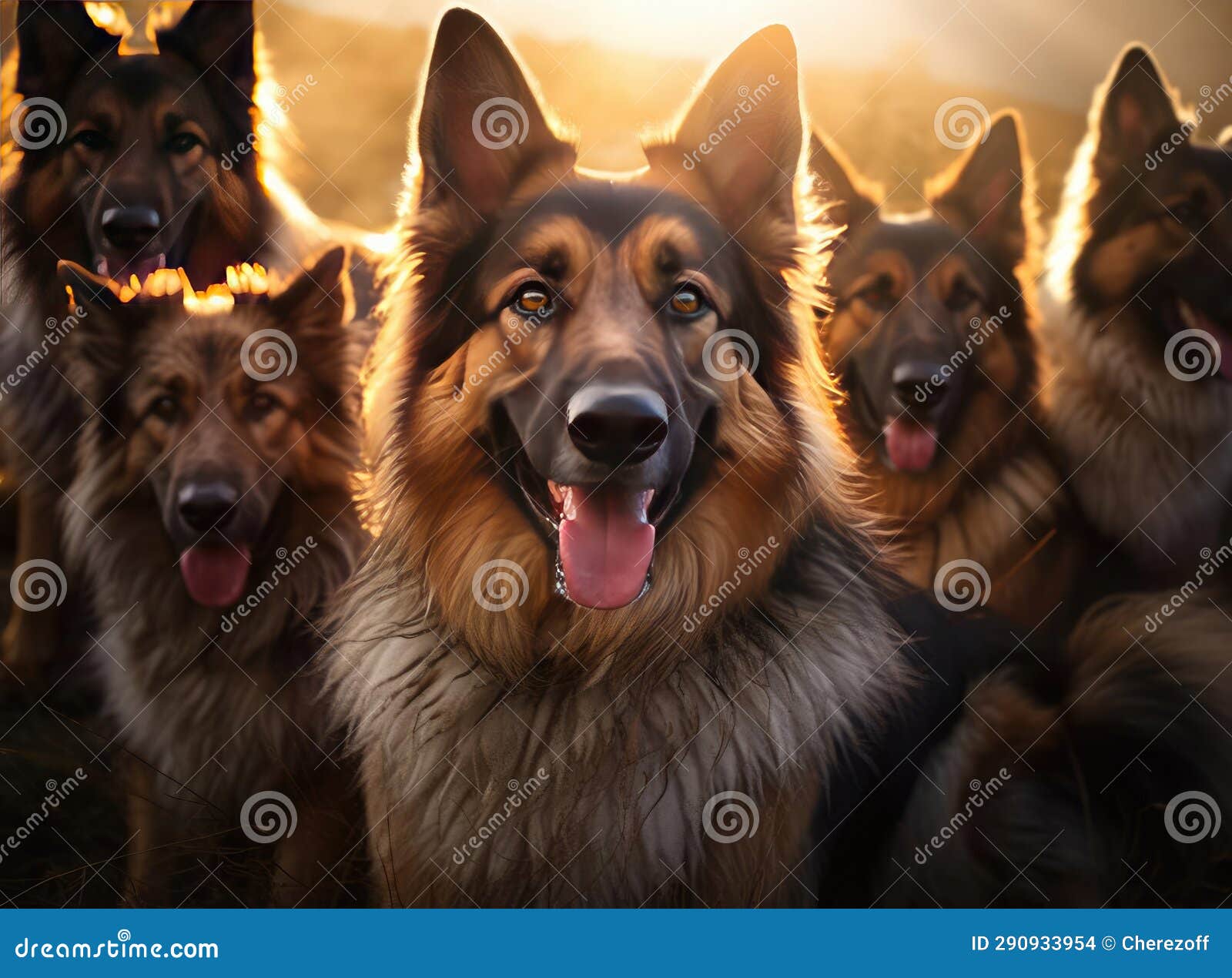 A Group of German Shepherds Stock Photo - Image of german, looking ...