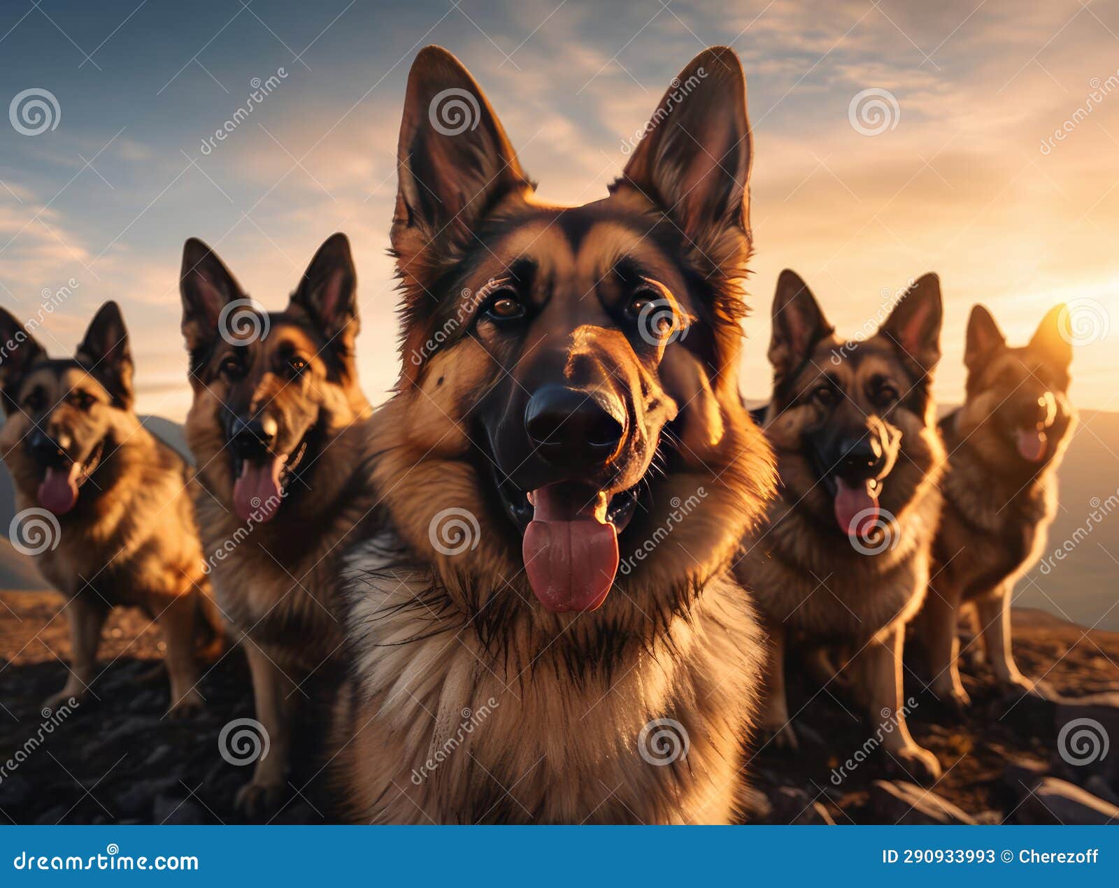 A Group of German Shepherds Stock Image - Image of group, cute: 290933993