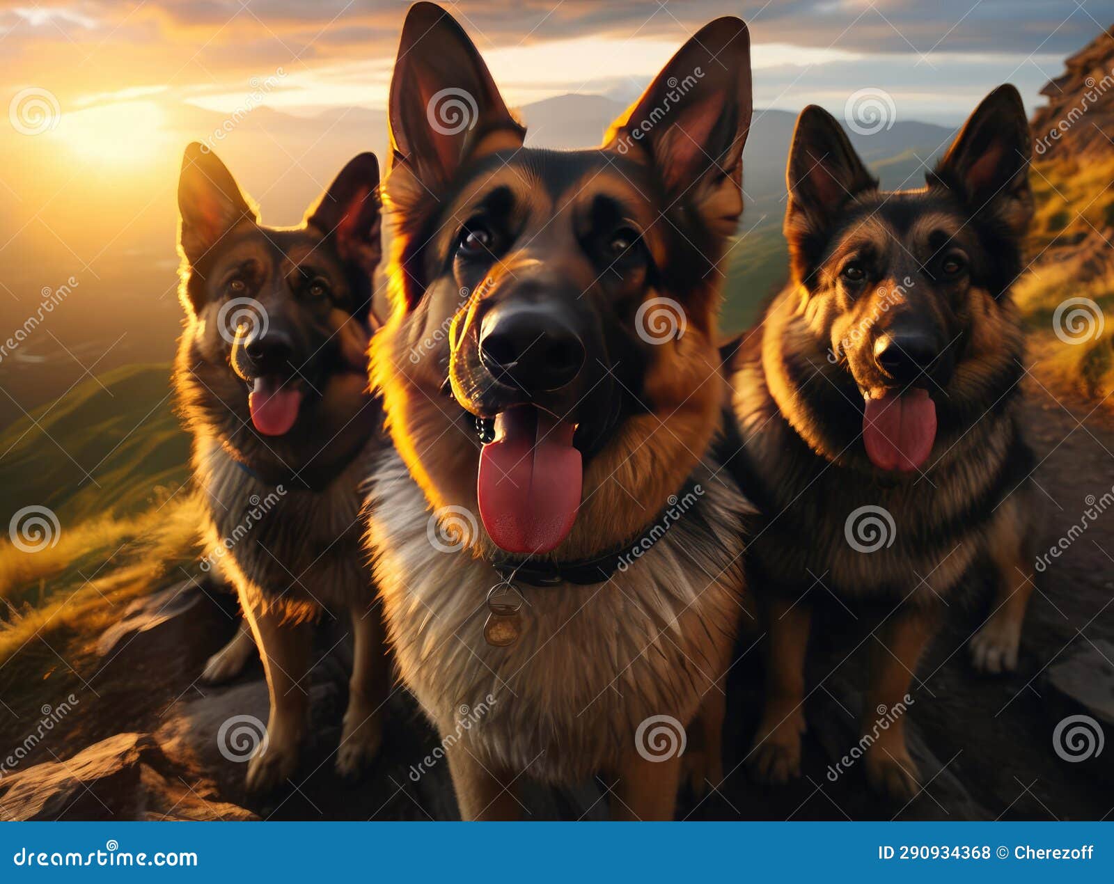 A Group of German Shepherds Stock Photo - Image of obedience, nature ...