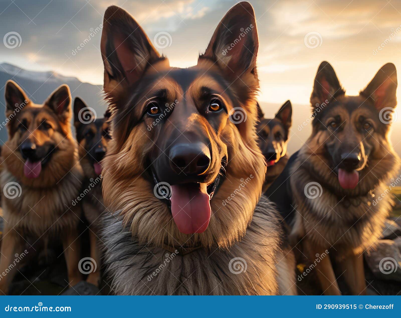 A Group of German Shepherds Stock Image - Image of german, animal ...
