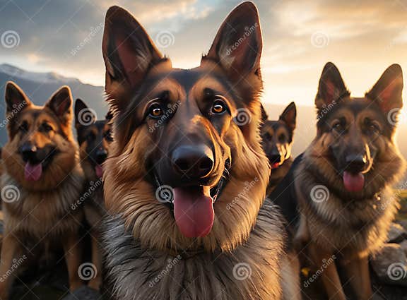 A Group of German Shepherds Stock Image - Image of german, animal ...