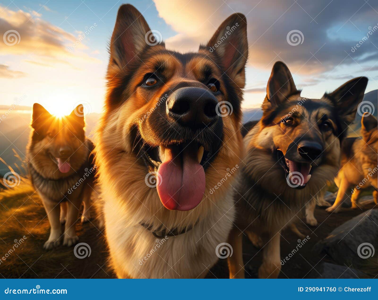 A Group of German Shepherds Stock Photo - Image of animal, nature ...