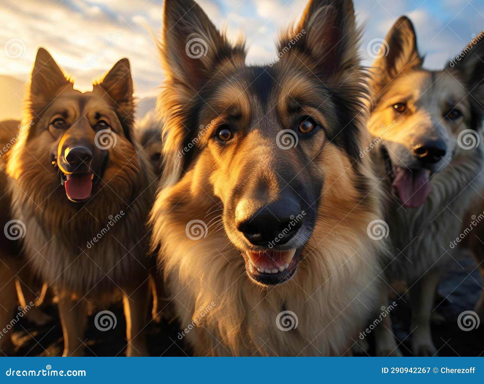 A Group of German Shepherds Stock Image - Image of group, purebred ...