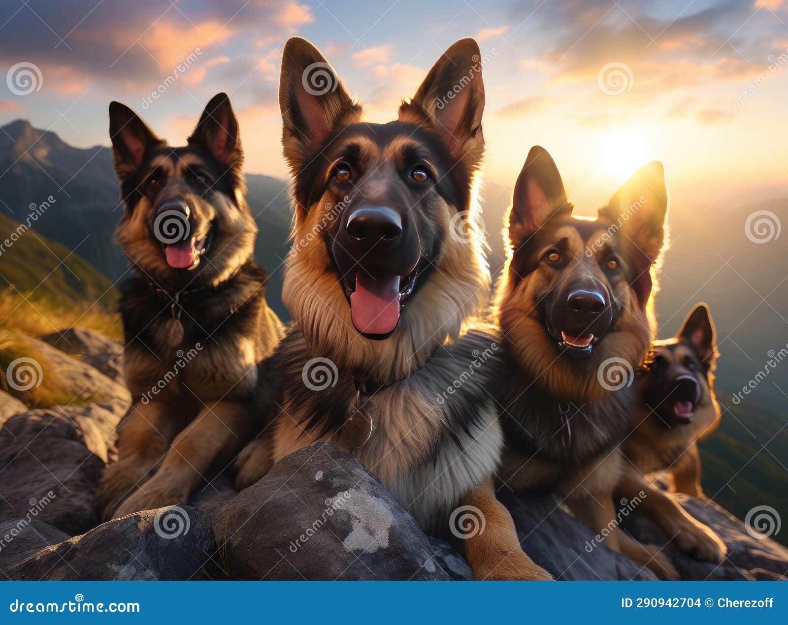 A Group of German Shepherds Stock Photo - Image of cute, group: 290942704