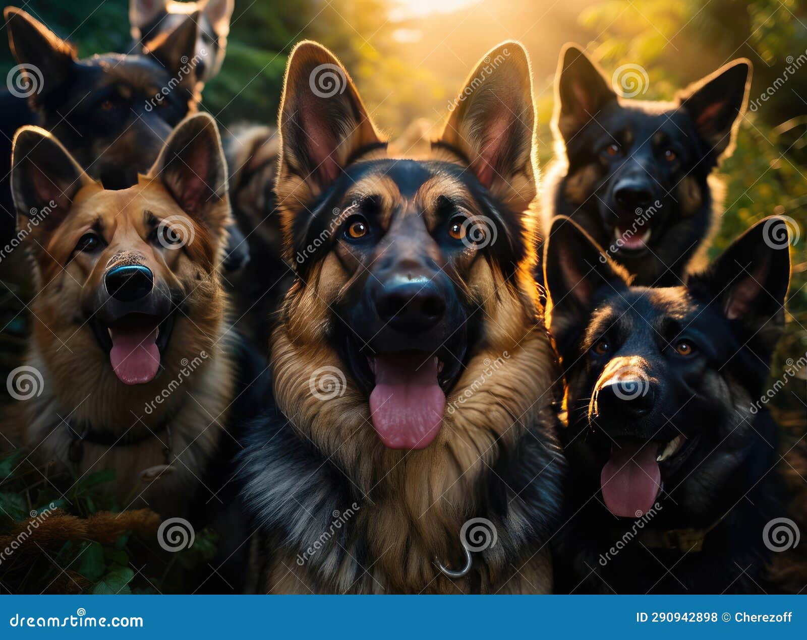 A Group of German Shepherds Stock Photo - Image of nature, cute: 290942898