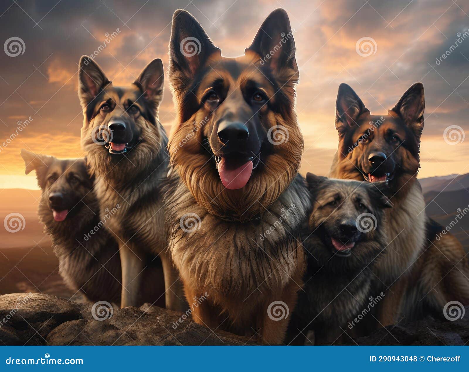 A Group of German Shepherds Stock Photo - Image of sitting, obedience ...