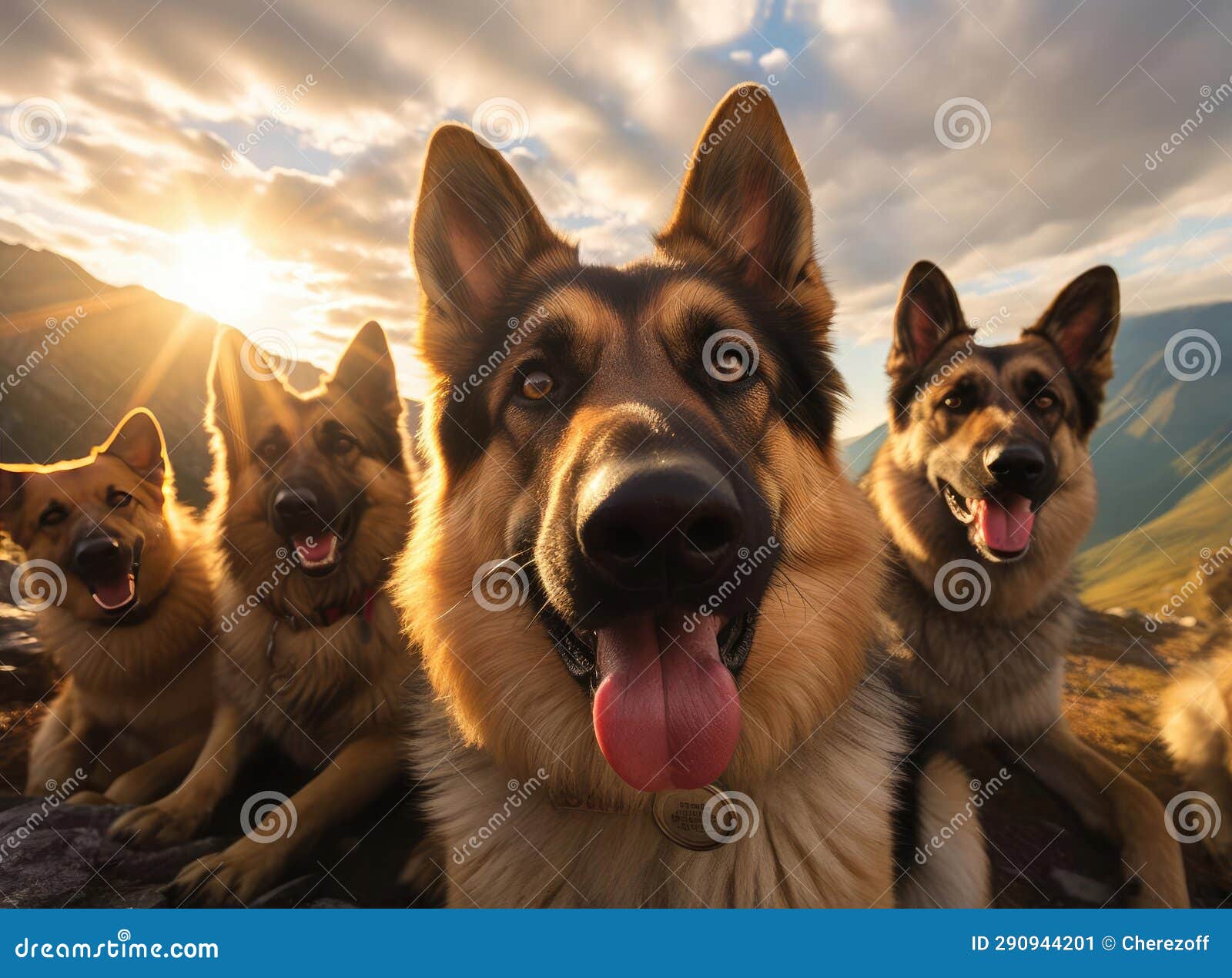 A Group of German Shepherds Stock Image - Image of obedience, animal ...