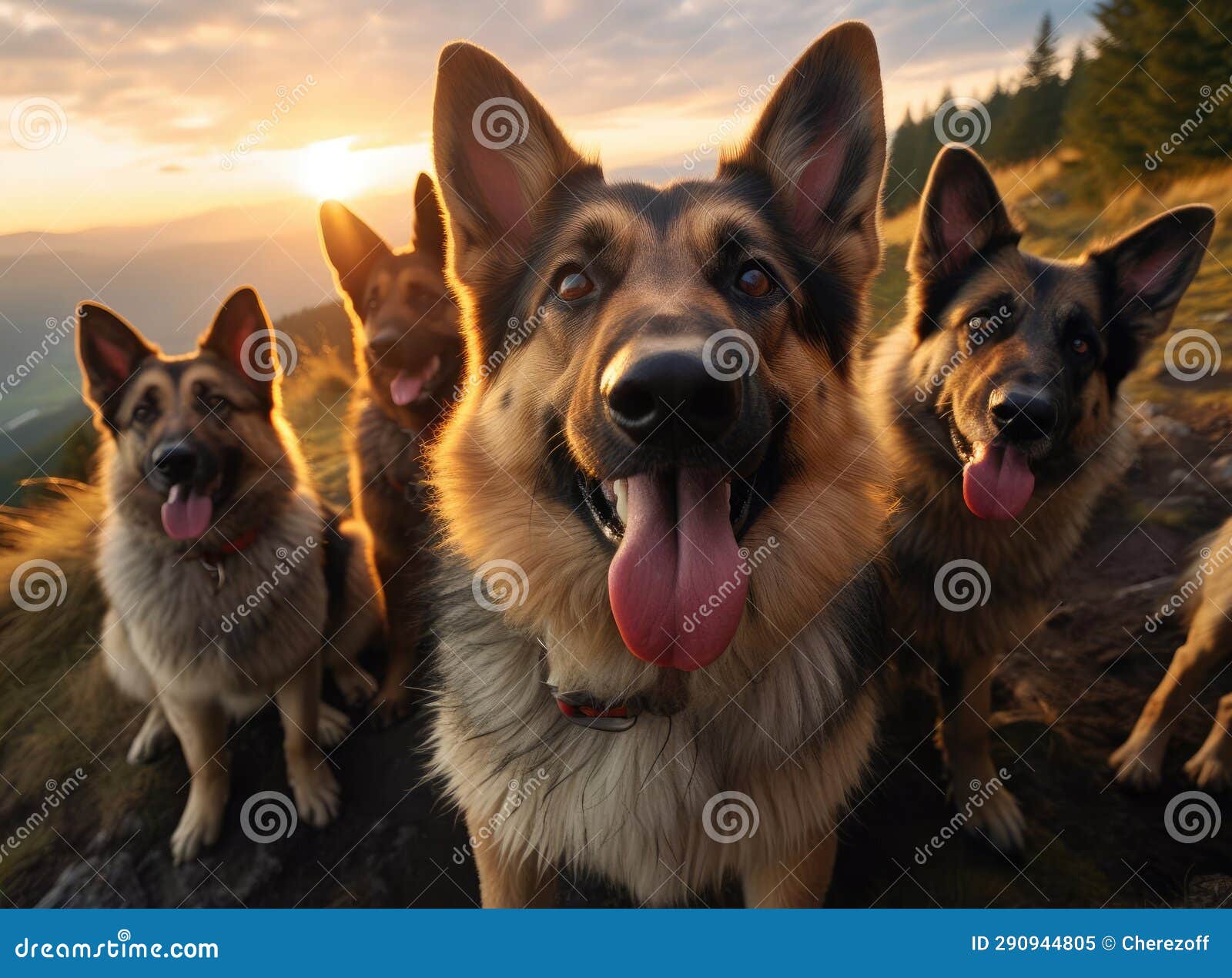 A Group of German Shepherds Stock Image - Image of park, cute: 290944805