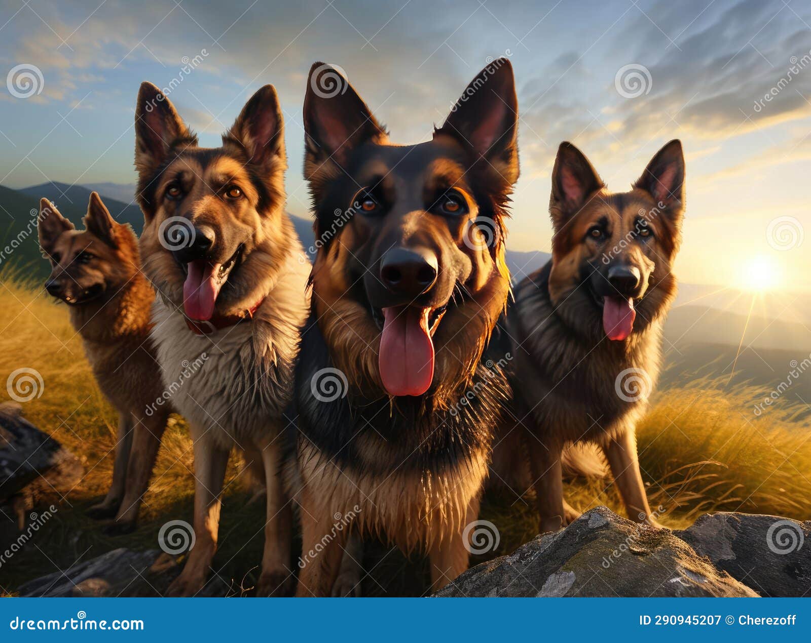 A Group of German Shepherds Stock Image - Image of breed, young: 290945207
