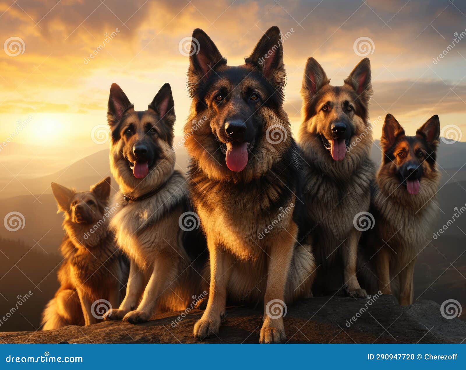 A Group of German Shepherds Stock Photo - Image of friendly, happy ...