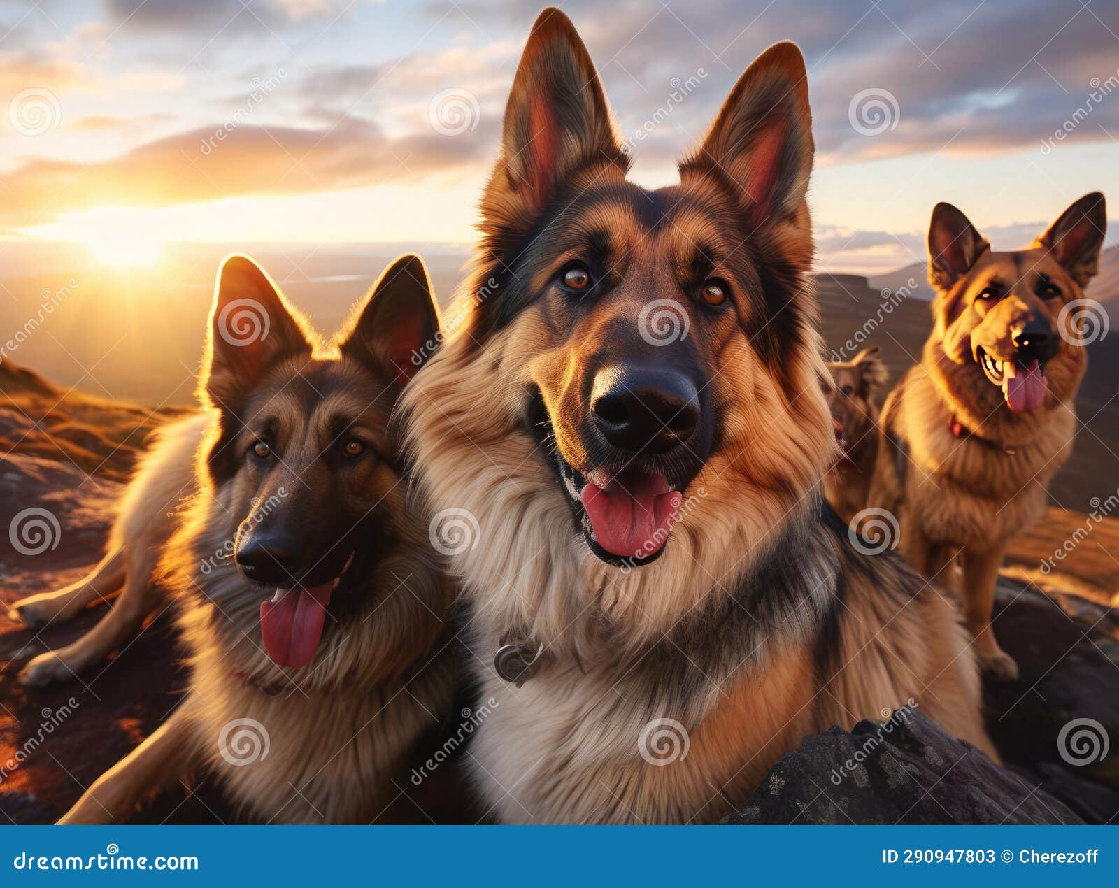 A Group of German Shepherds Stock Image - Image of funny, shepherd ...