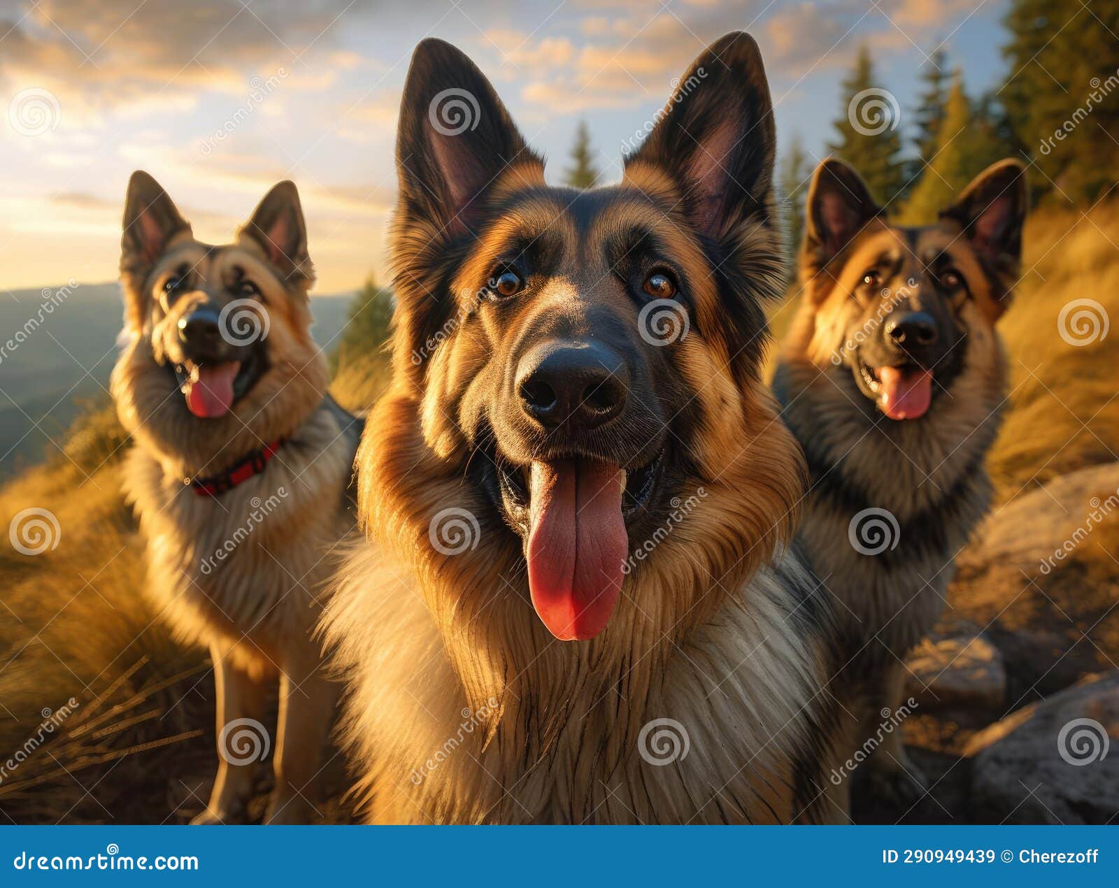 A Group of German Shepherds Stock Image - Image of funny, domestic ...