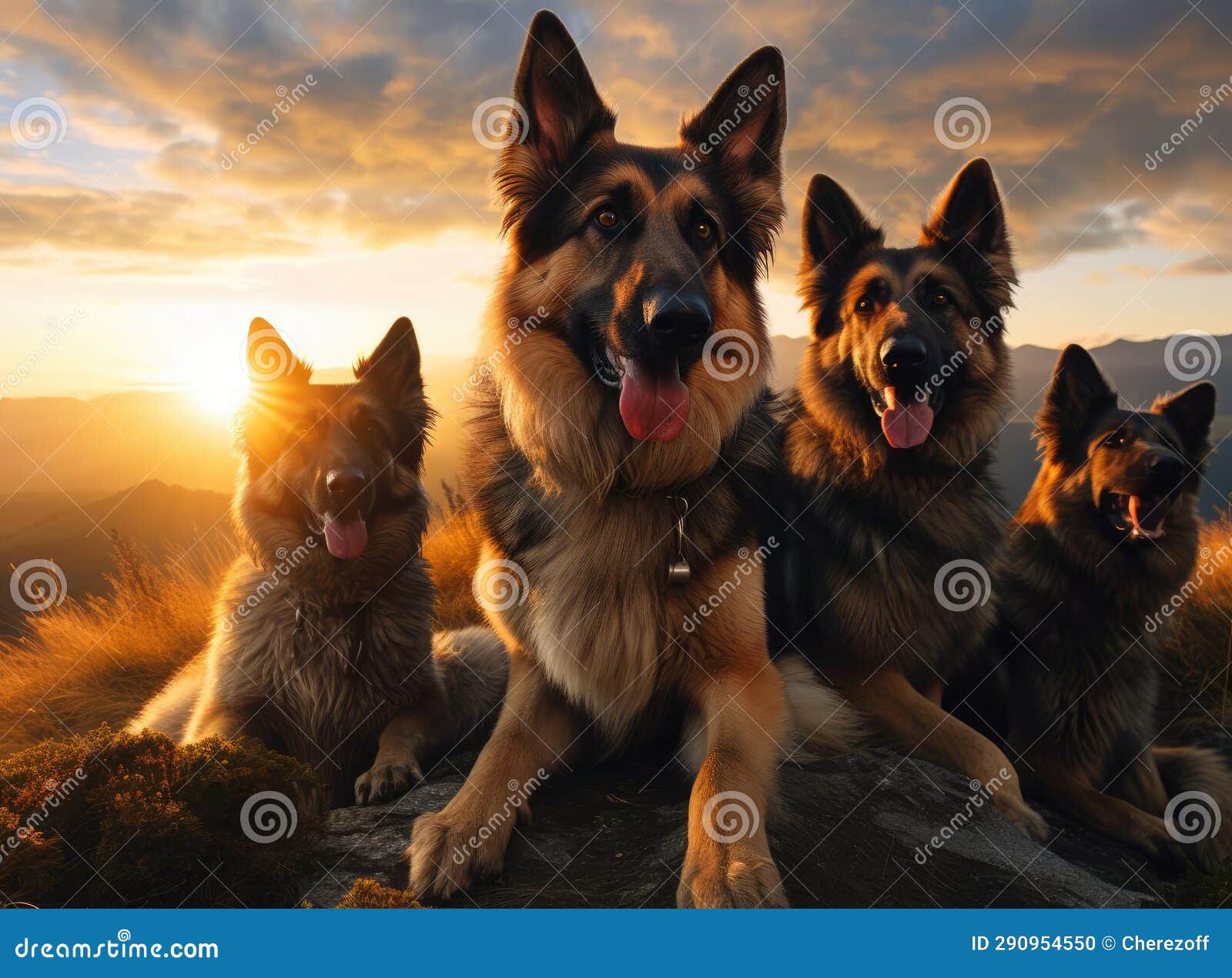 A Group of German Shepherds Stock Photo - Image of mammal, group: 290954550