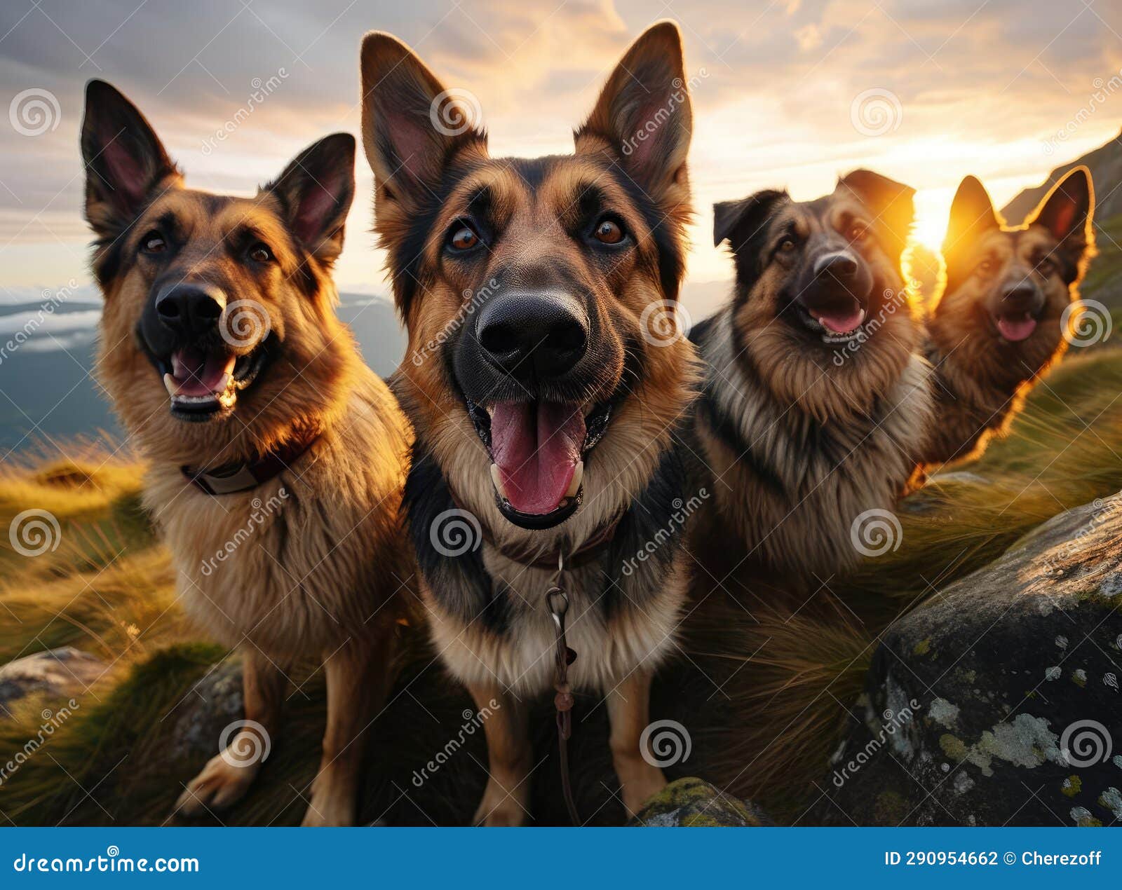 A Group of German Shepherds Stock Photo - Image of isolated, obedience ...