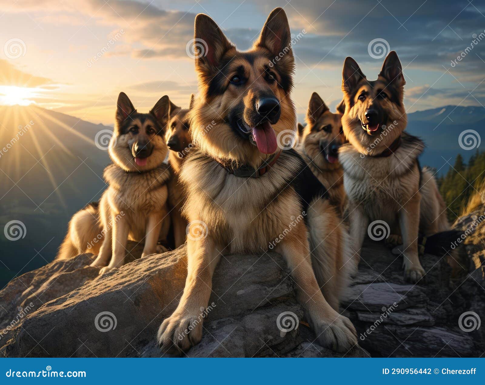 A Group of German Shepherds Stock Photo - Image of happy, german: 290956442