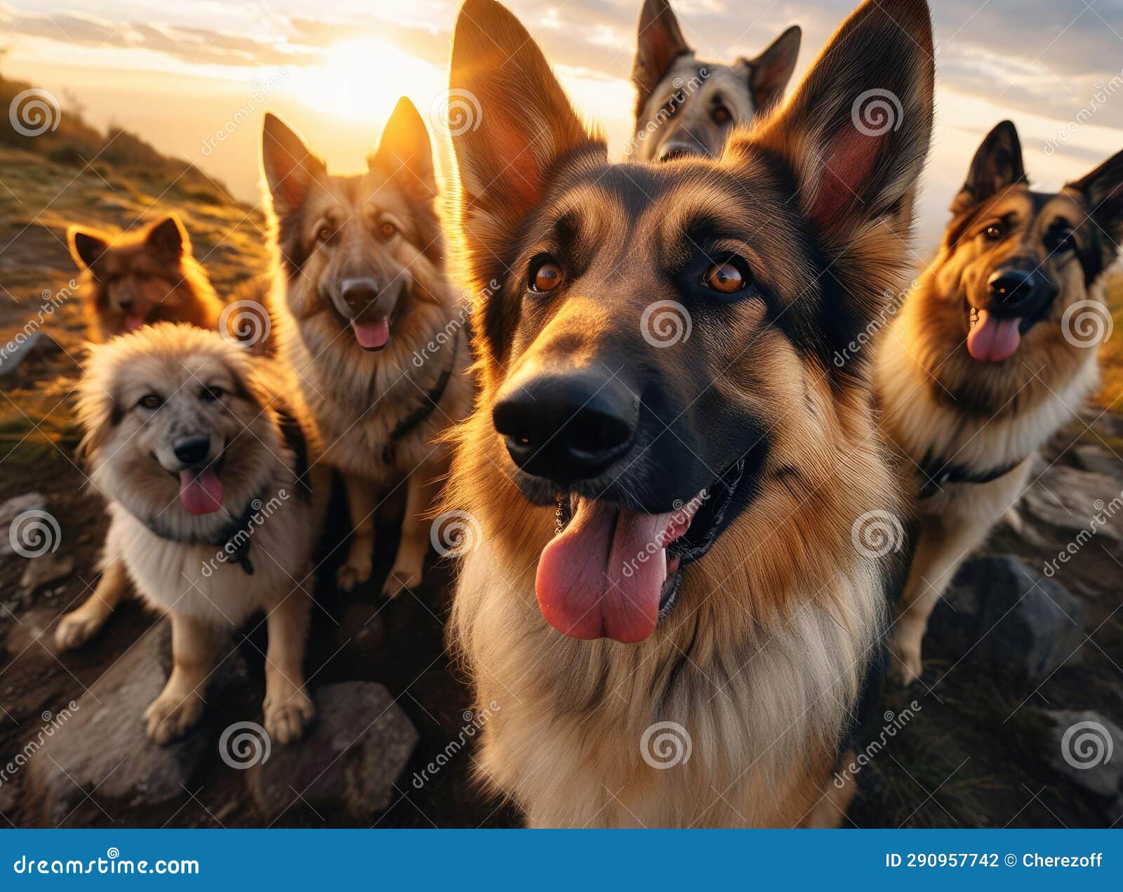 A Group of German Shepherds Stock Photo - Image of shepherd, isolated ...