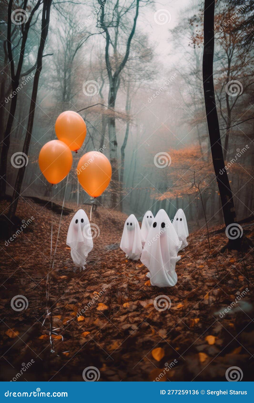 A Group of Ghost Balloons Floating in the Air. Generative AI Image ...
