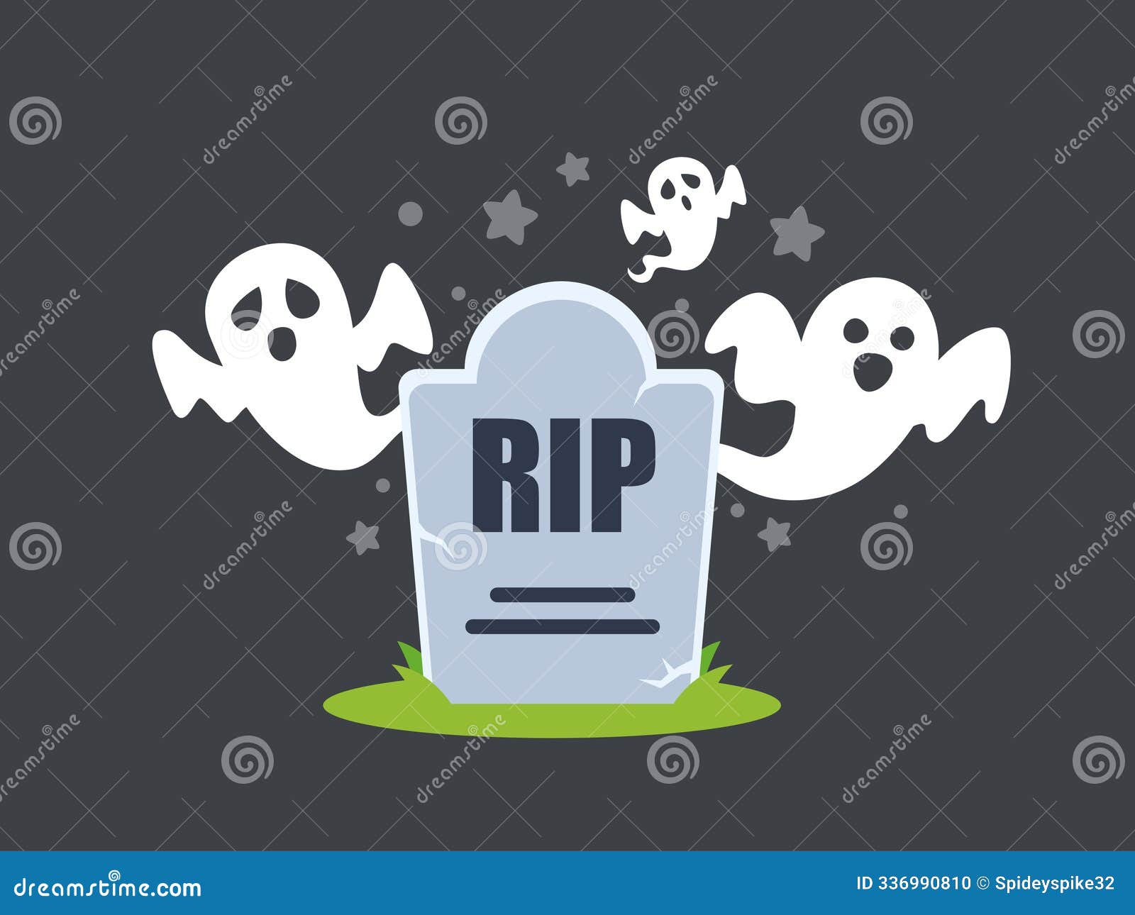 A Group of Ghost is Floating Around a Tombstone. Isolated Vector ...