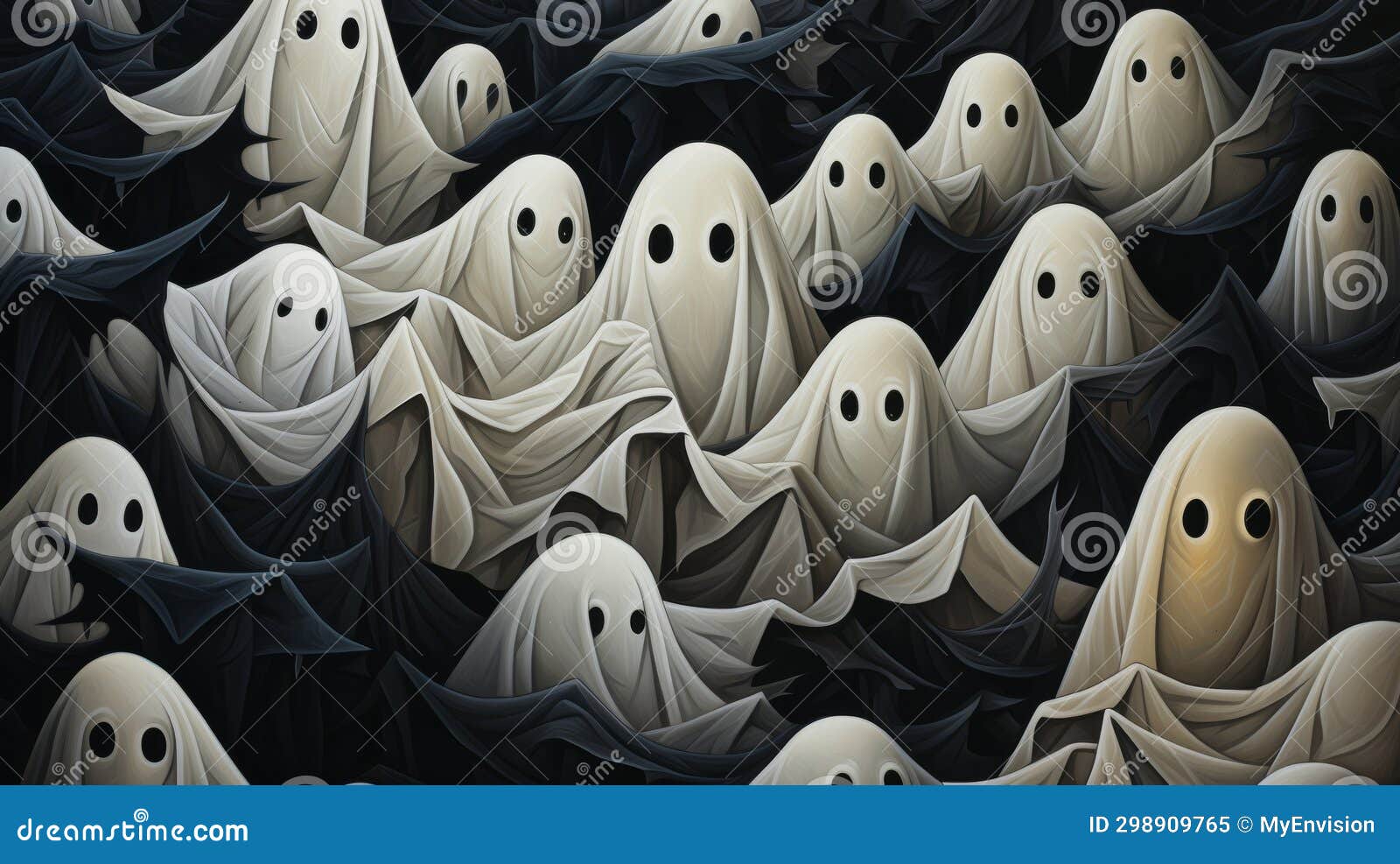 A Group of Ghosts with Black and White Sheets Stock Illustration ...