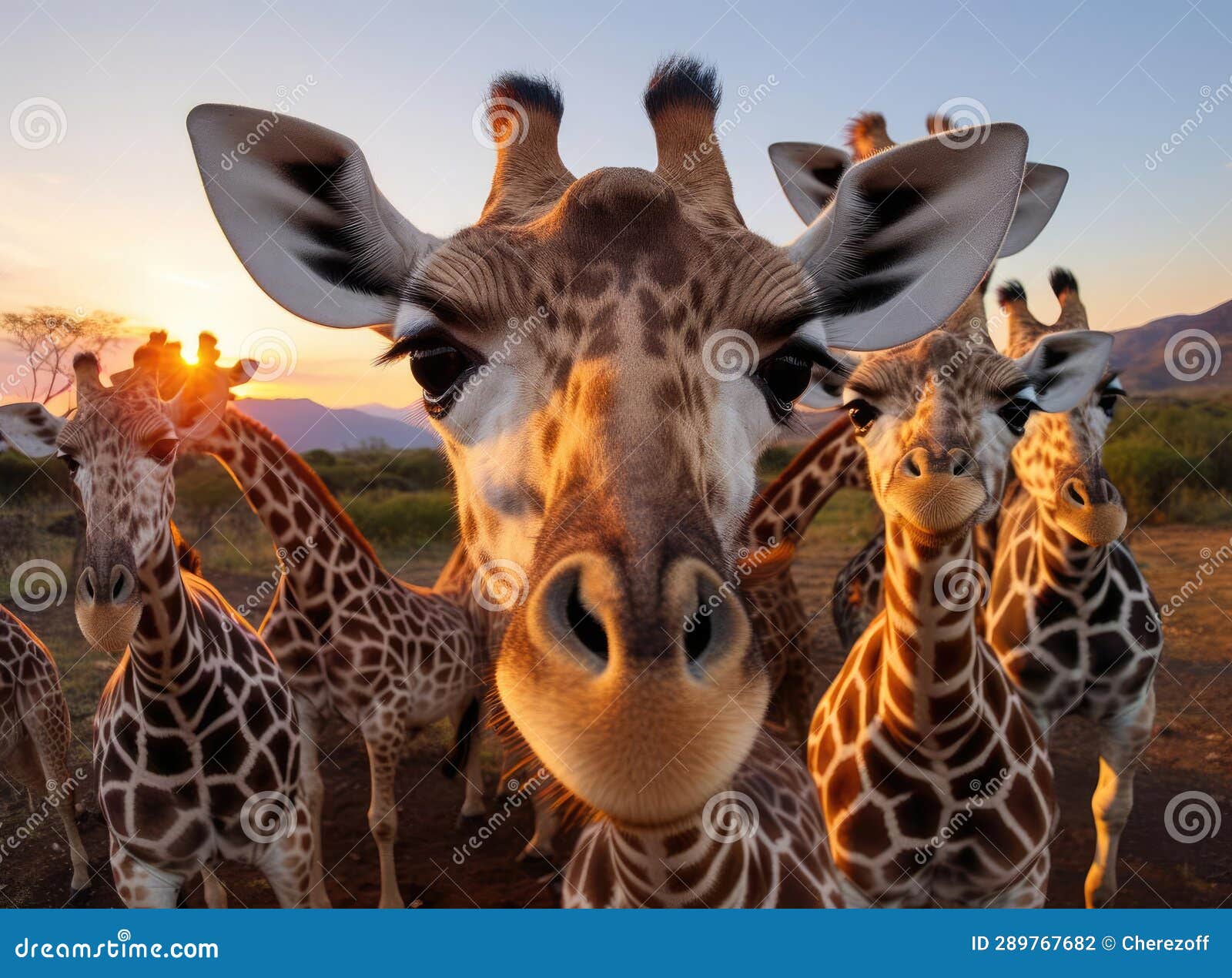 A group of giraffes stock illustration. Illustration of desert - 289767682