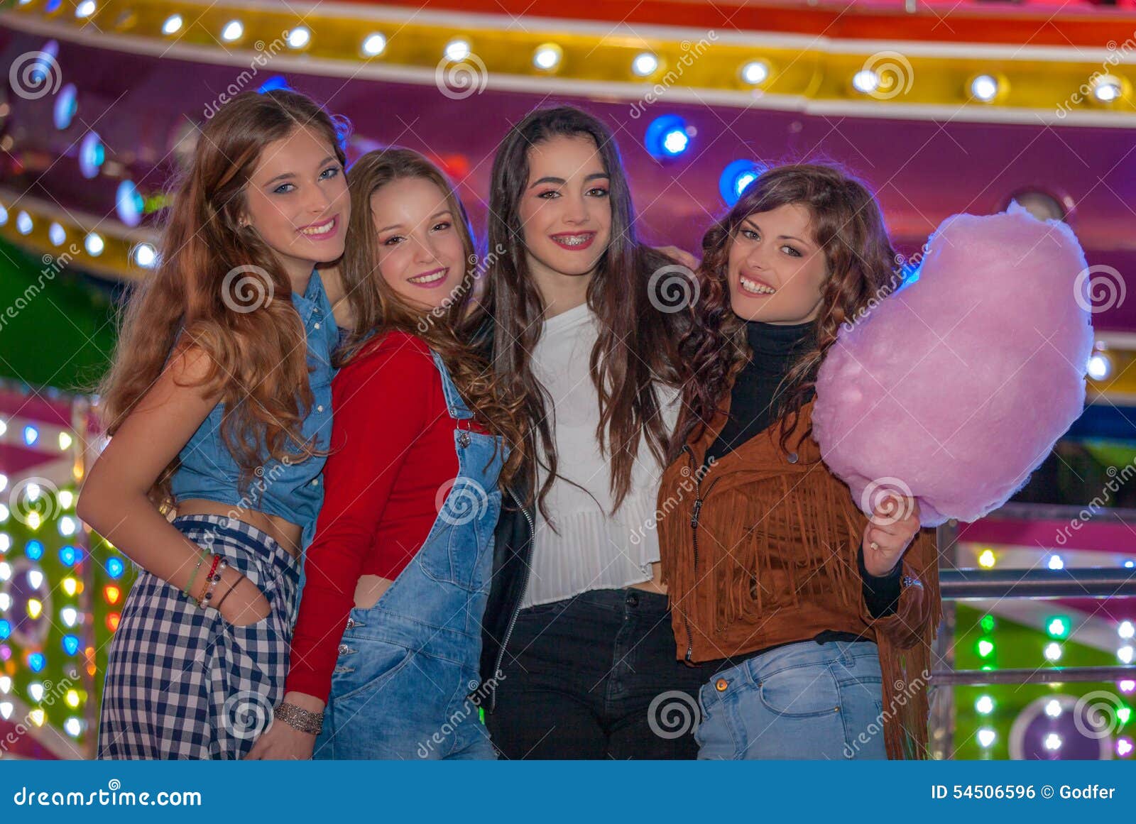 Group of Girls at Carnival Fair. Stock Photo - Image of carnival ...