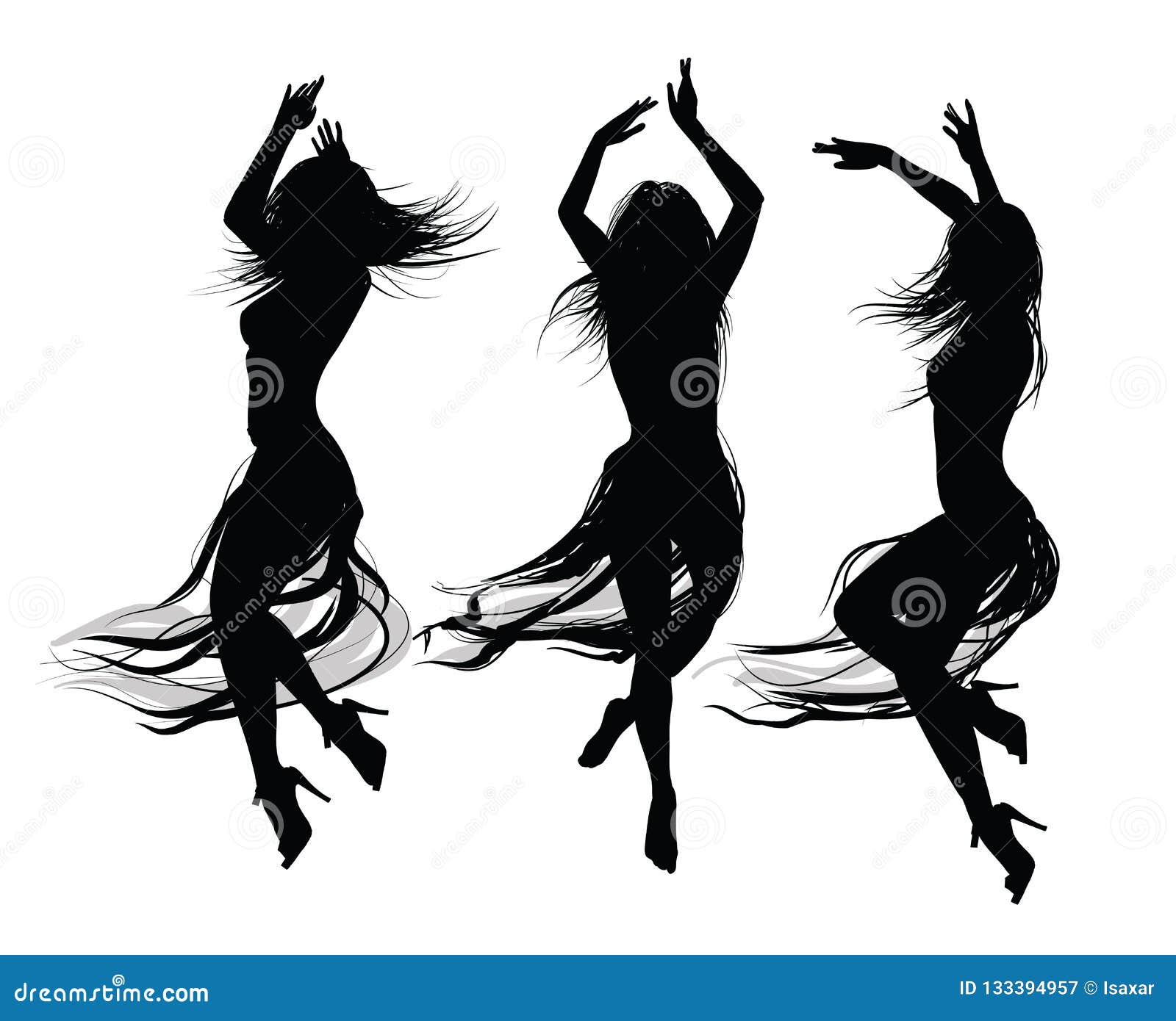 Group of Girls Dancing and Jumping Stock Vector - Illustration of ...