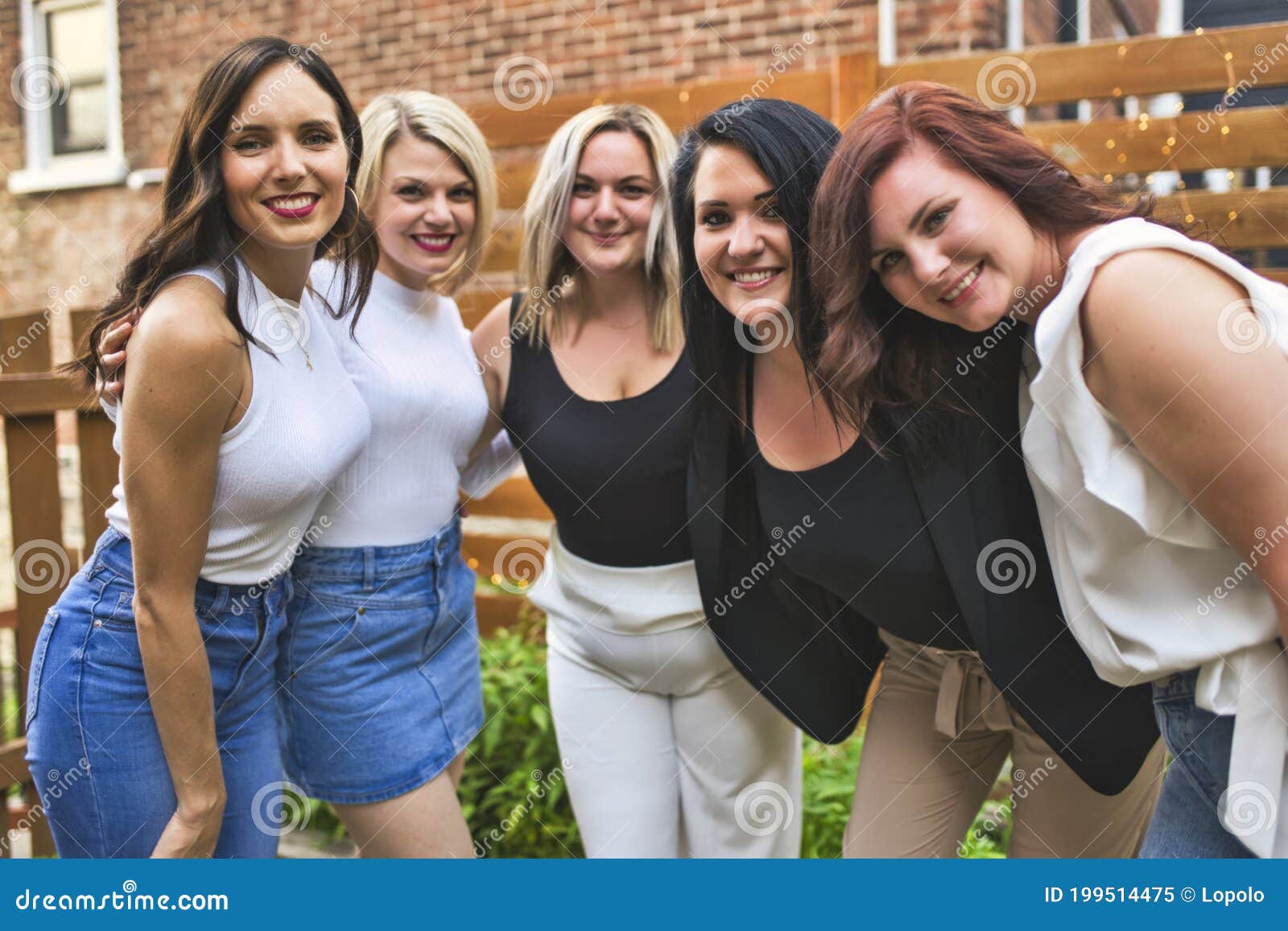 Group of Girls Friends Having Good Time Together in the Backyard Stock ...