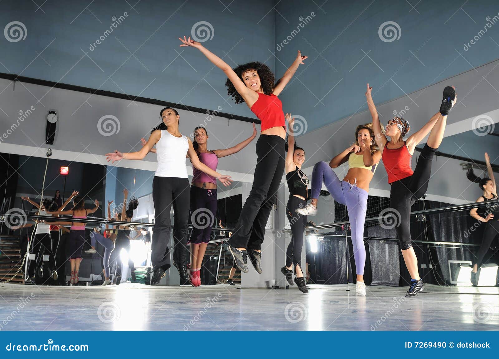 Group of Girls Jumping in Air Stock Photo - Image of active, adult: 7269490