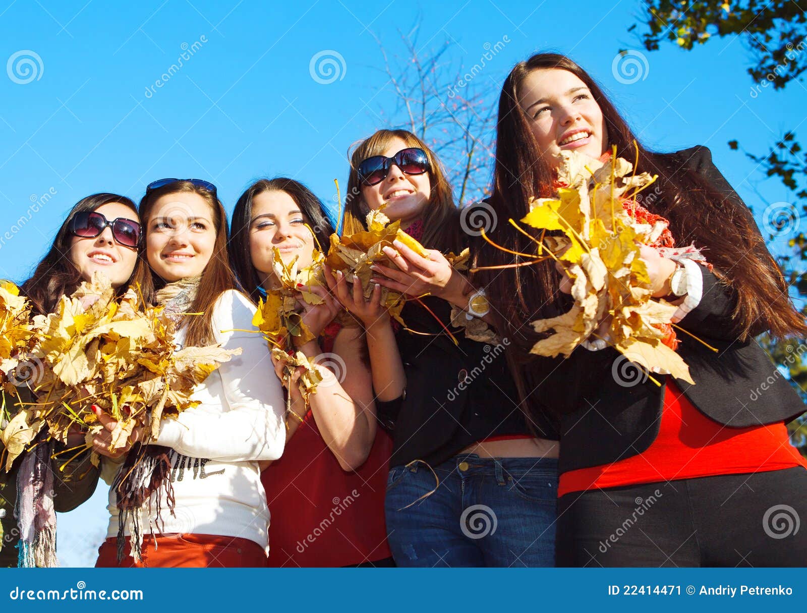 Group girls in the park stock image. Image of foliage - 22414471