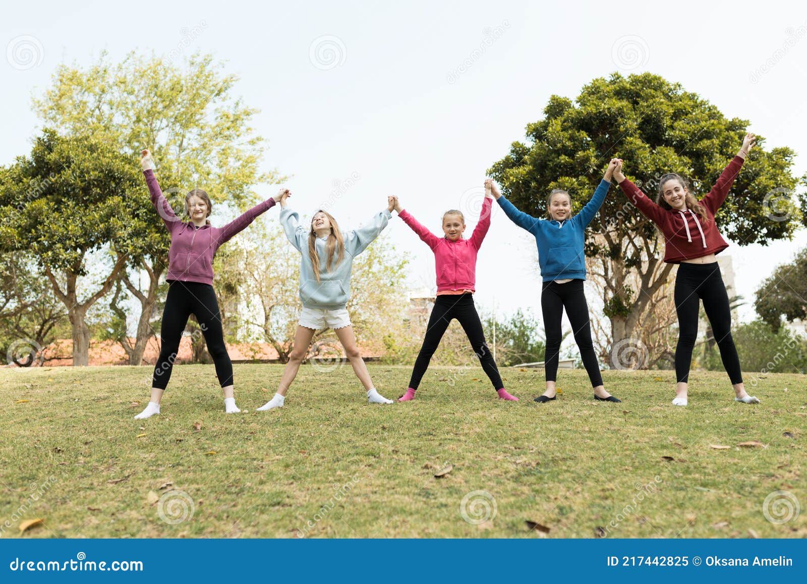 Group of Girls Showing Unity Stock Image - Image of healthy, positivity ...