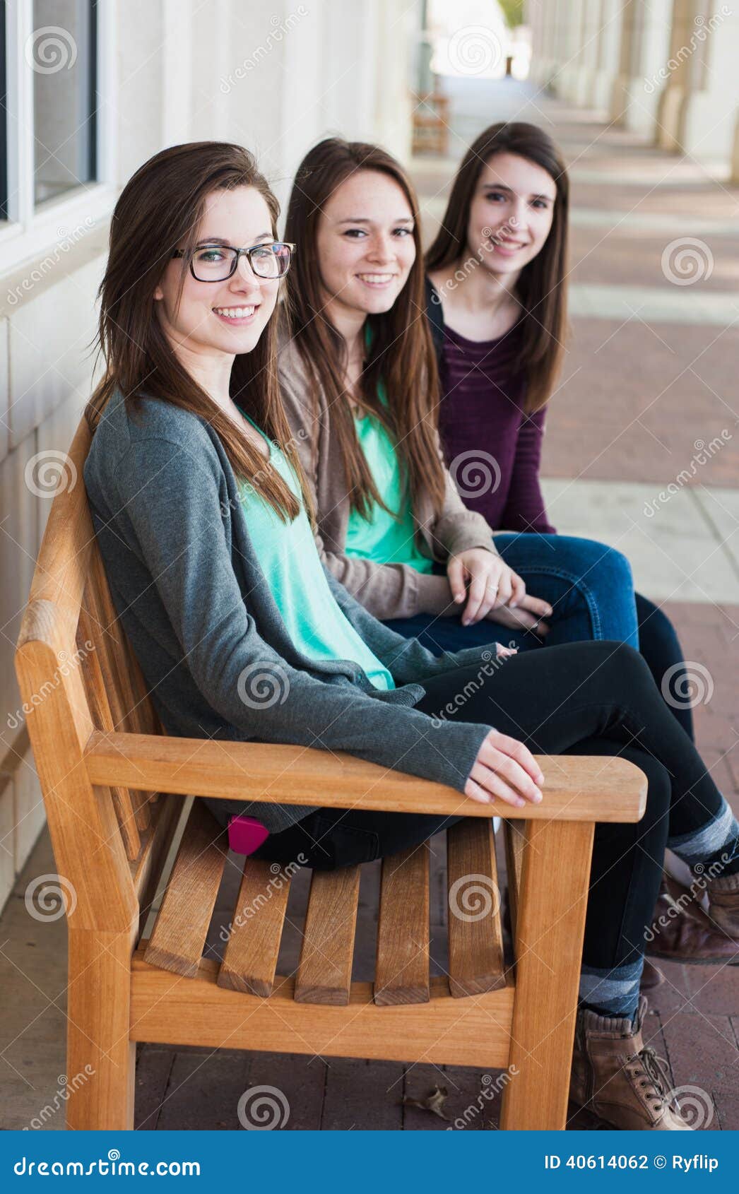 Group of Girls Smiling on Campus Stock Photo - Image of happiness ...