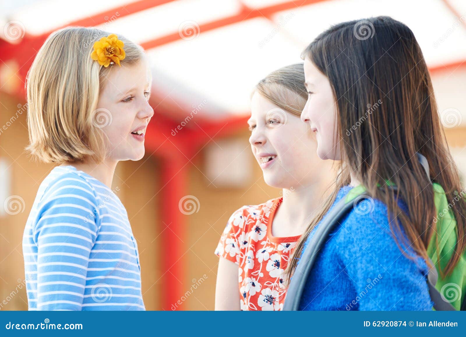 Group of Girls Talking Outside School Building Stock Photo - Image of ...