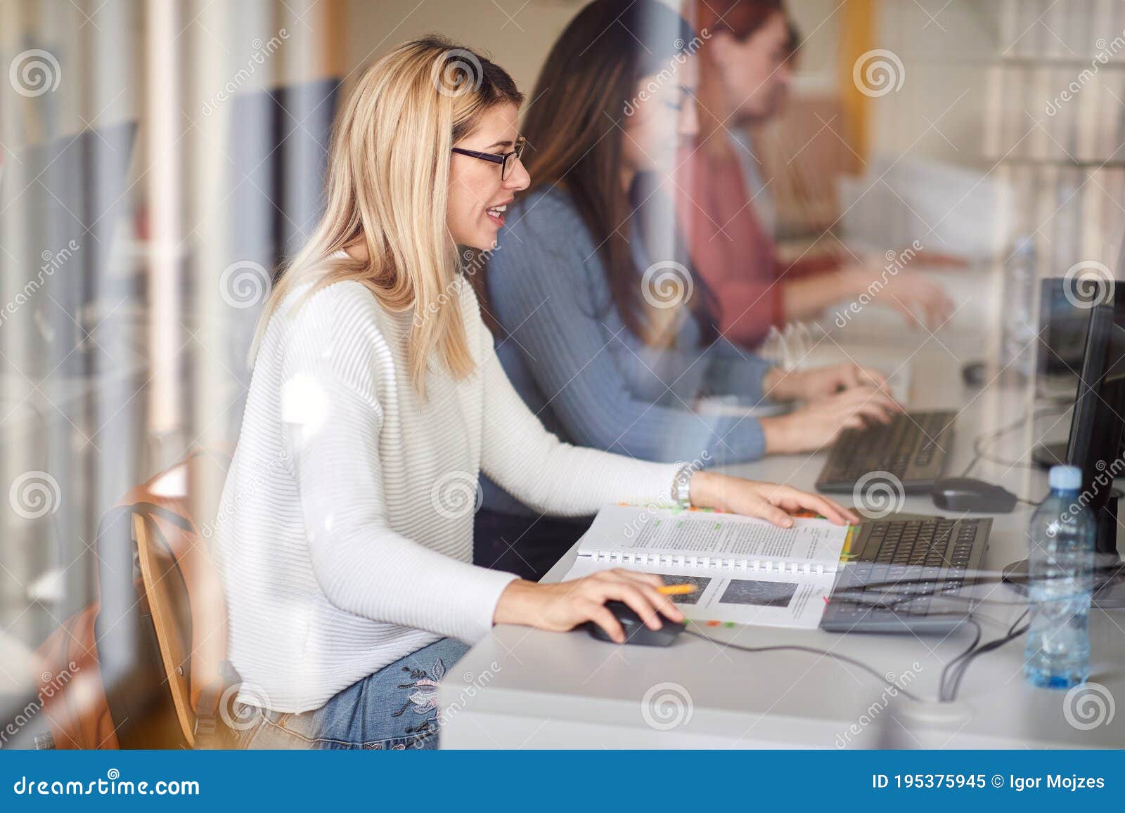 Group of Girls Working on Computers Stock Image - Image of students ...