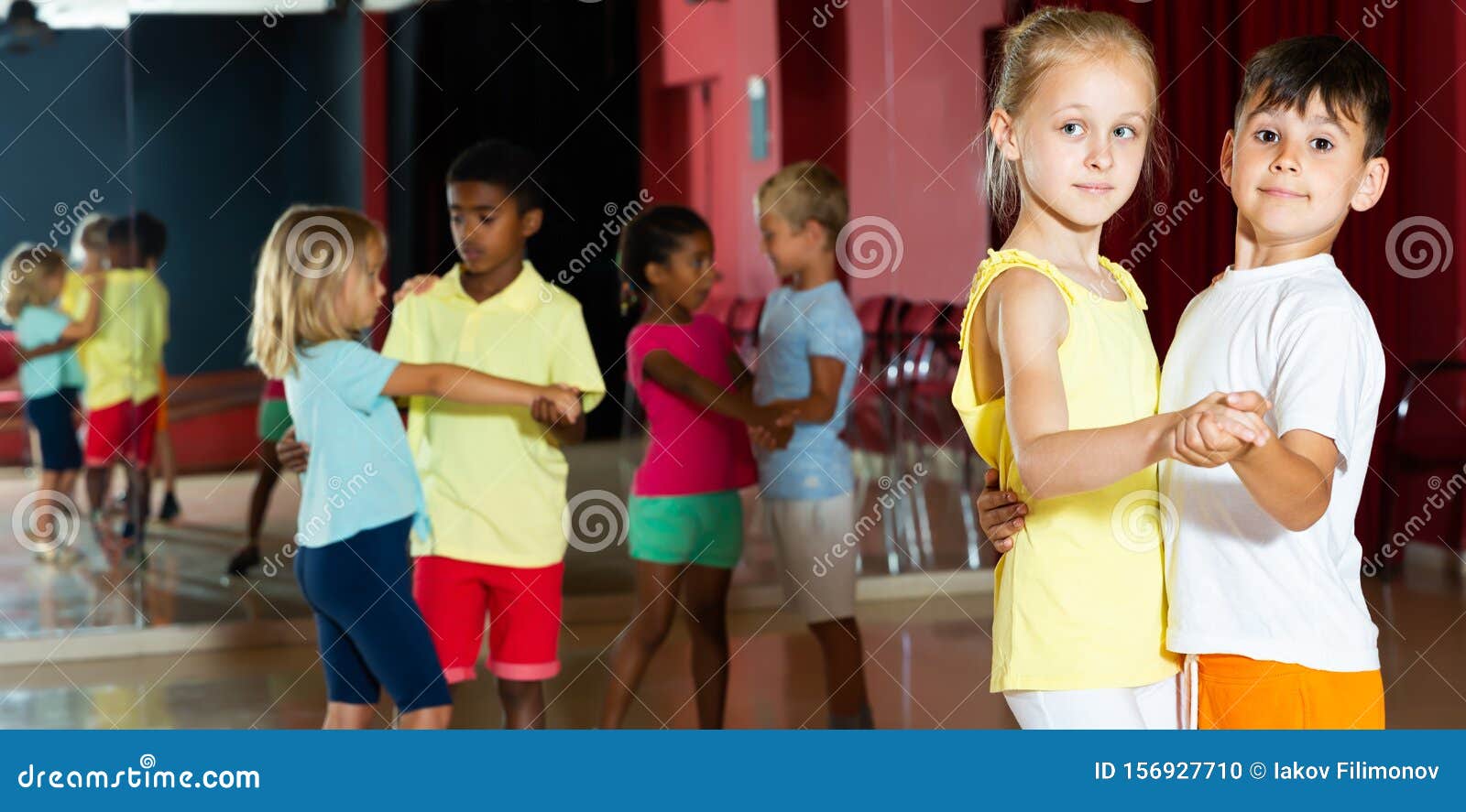 Group of Glad Children Dancing Salsa Dance Stock Photo - Image of class ...